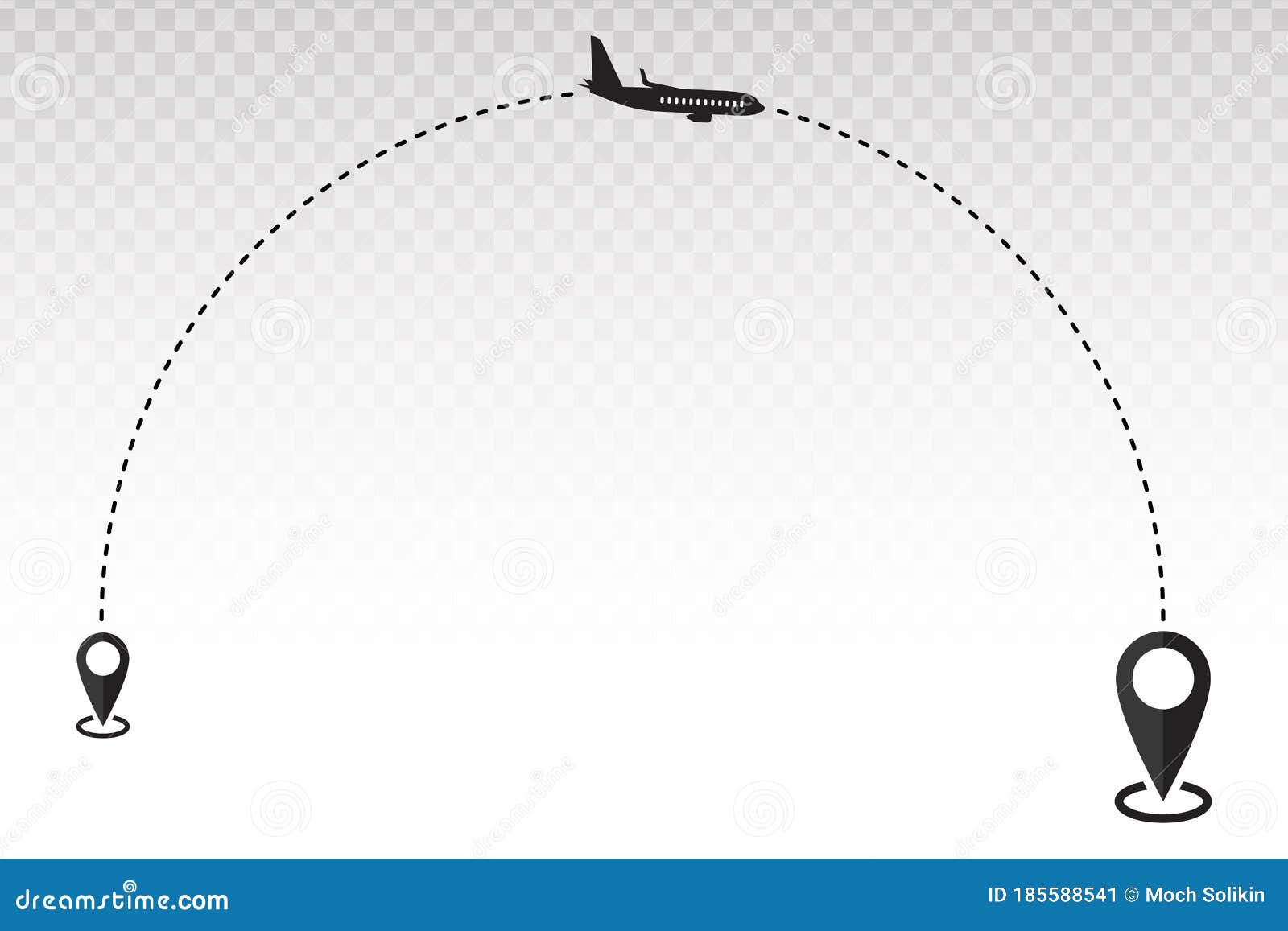 Travel Plane Start Point and Destination Points Stock Vector ...