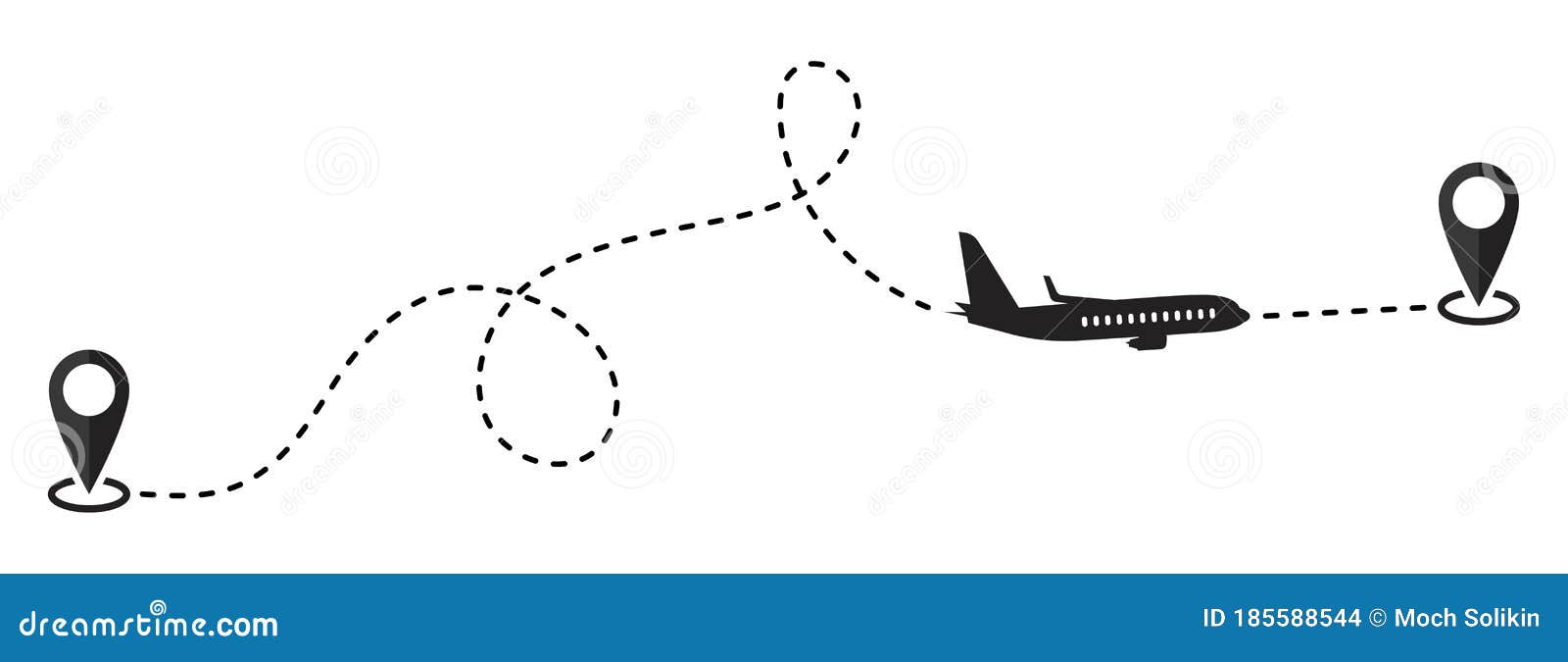 Travel Plane Start Point and Destination Points Stock Vector ...