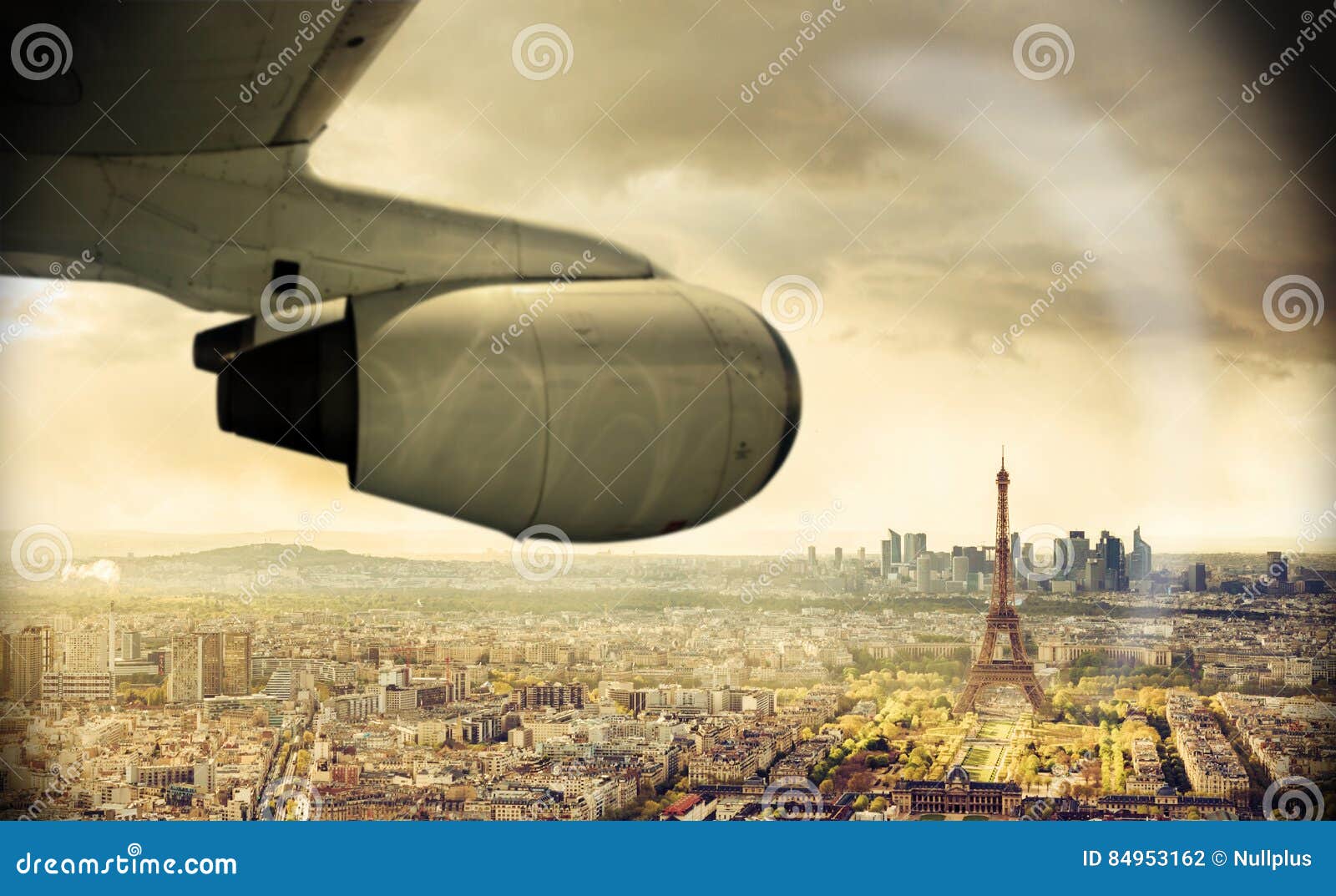 Travel by Plane To Paris, View on Eiffel Stock Photo - Image of window ...