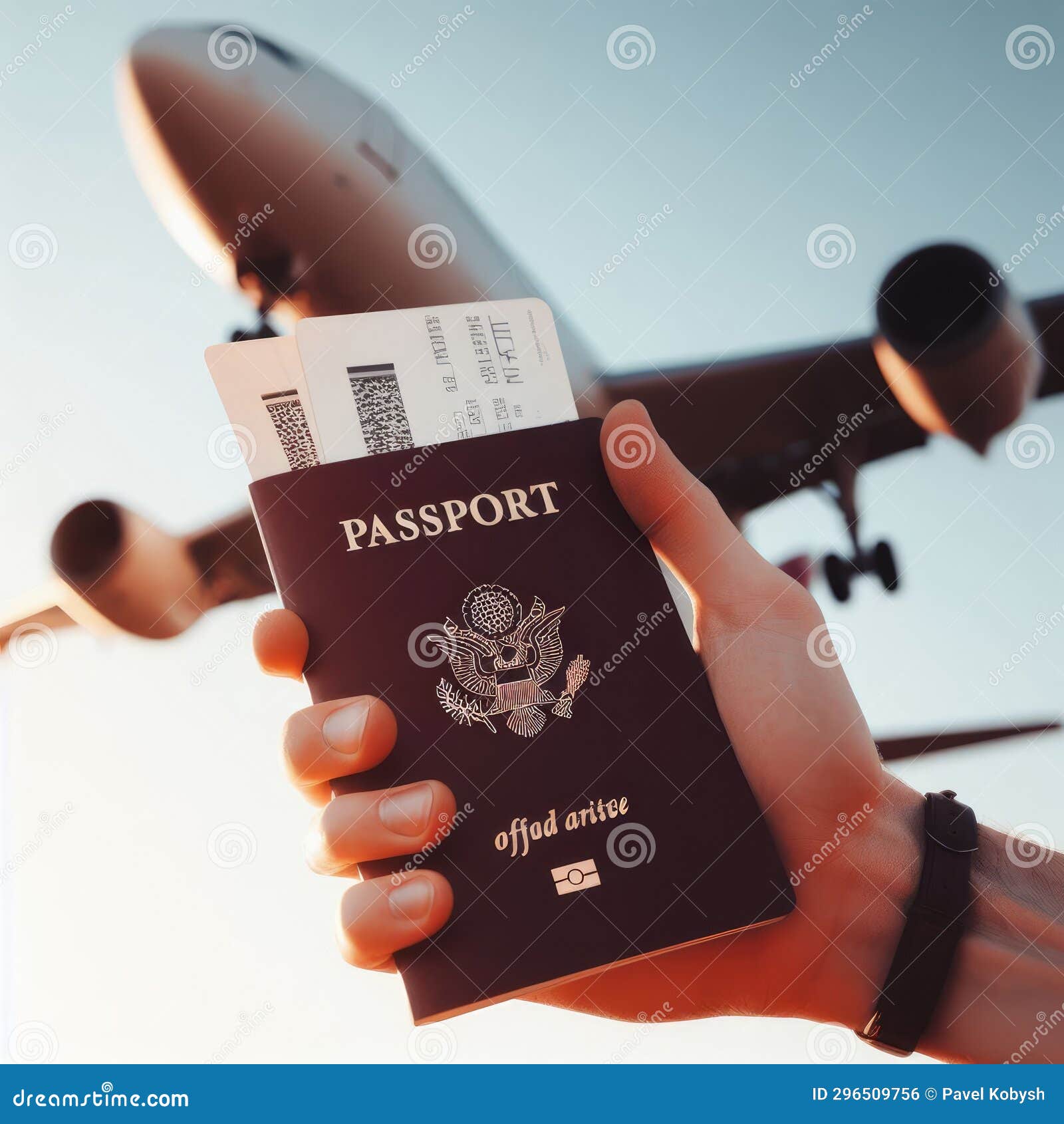 Travel Planning Concept Hand Holding Passport And Airline Tickets With