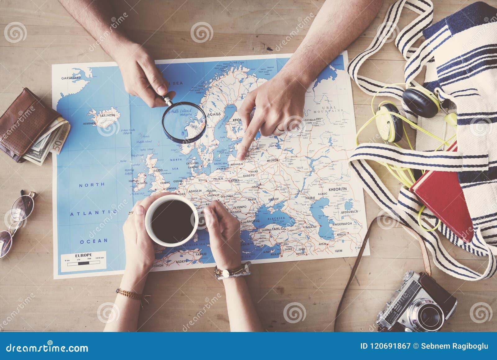 Travel Planning Concept on Map Stock Image - Image of preparation ...