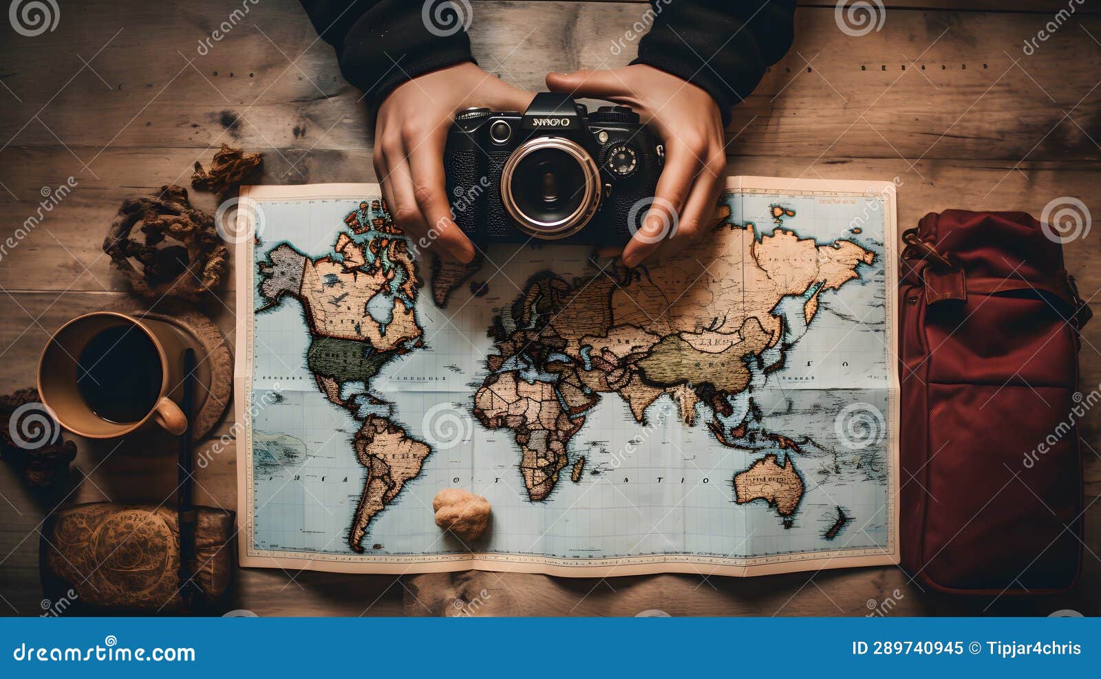Travel Planning Essentials: Symbolic Objects and Maps Stock ...