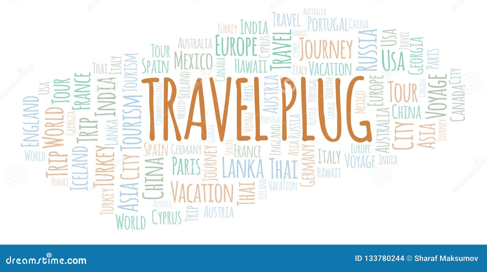 Travel Plug word cloud stock illustration. Illustration of isolated ...