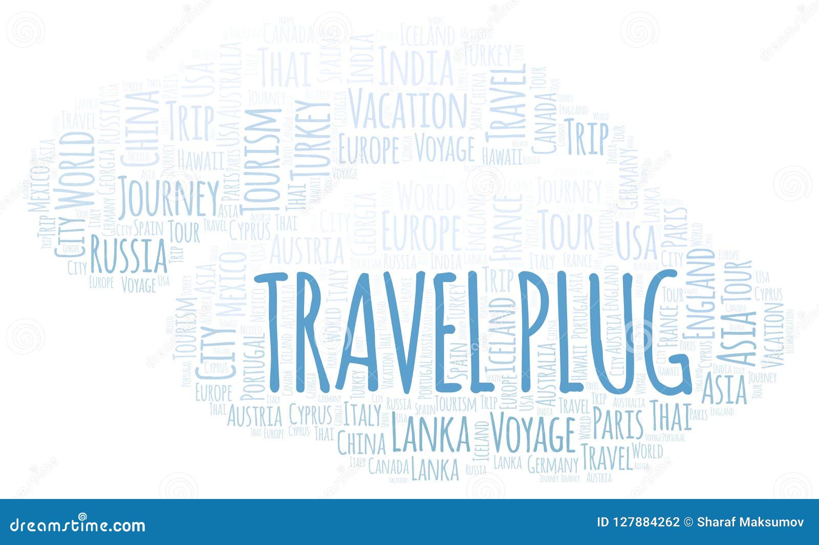 Travel Plug word cloud. stock illustration. Illustration of journey ...