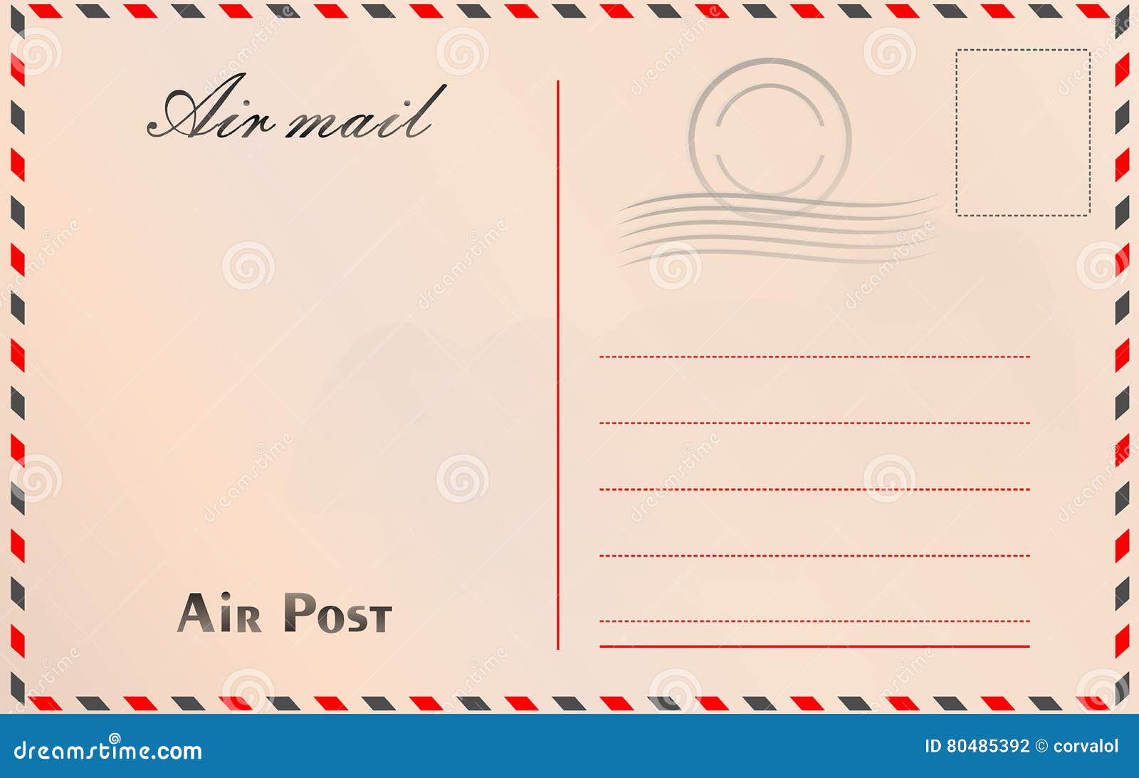 Travel Postcard Vector in Air Mail Style with Paper Texture and Stock ...
