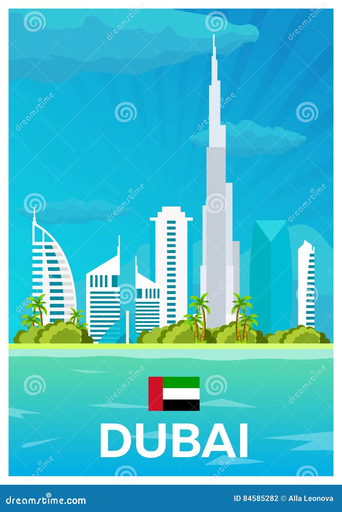 Dubai Large City Map Cartoon Vector | CartoonDealer.com #87767257
