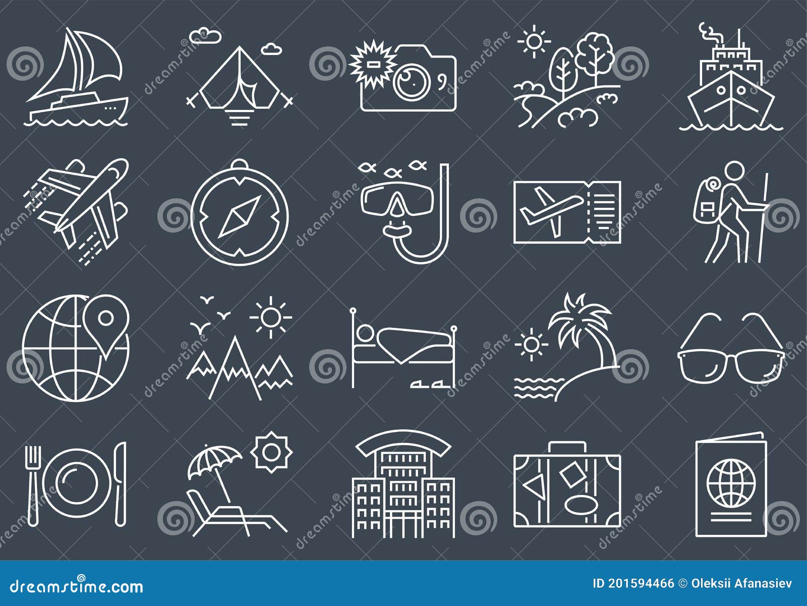 Travel Related Vector Line Icon Set. Stock Vector - Illustration of ...