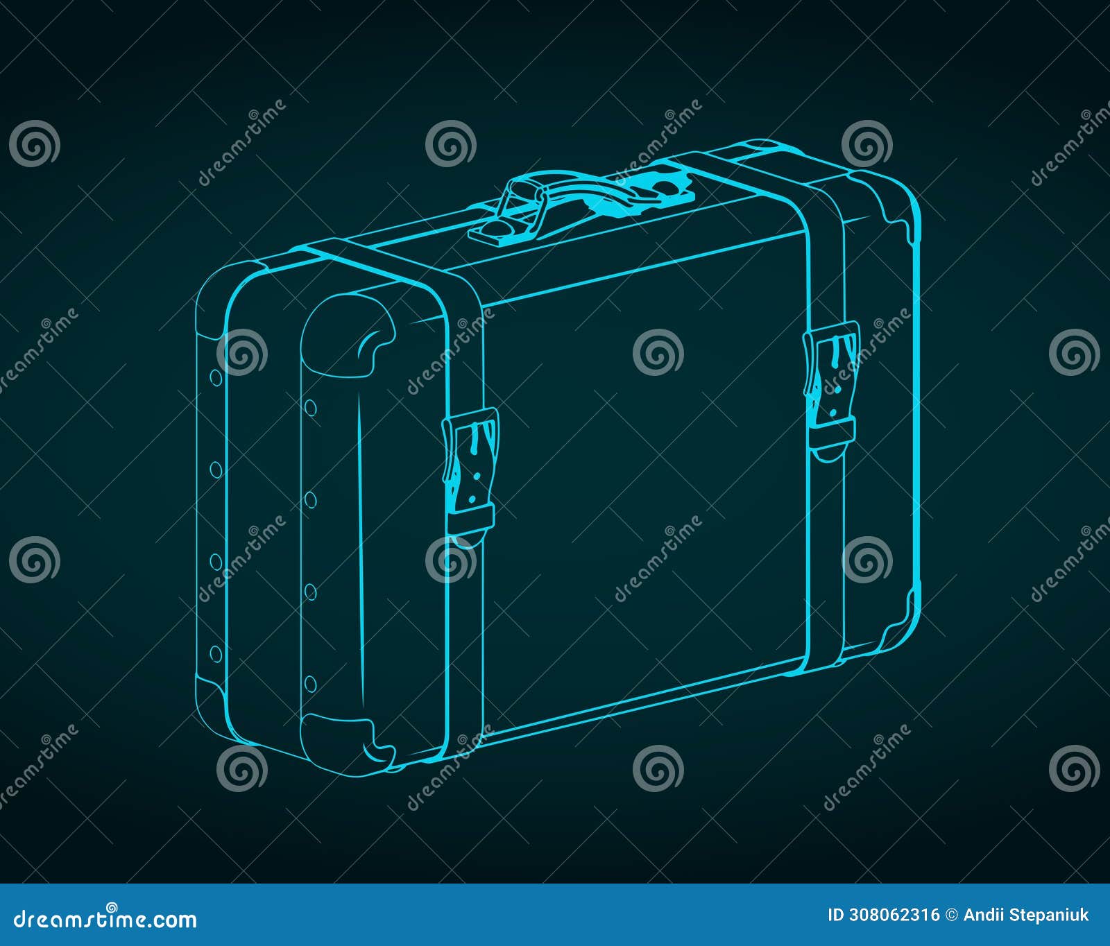 Travel Retro Suitcase Blueprint Stock Vector - Illustration of luggage ...