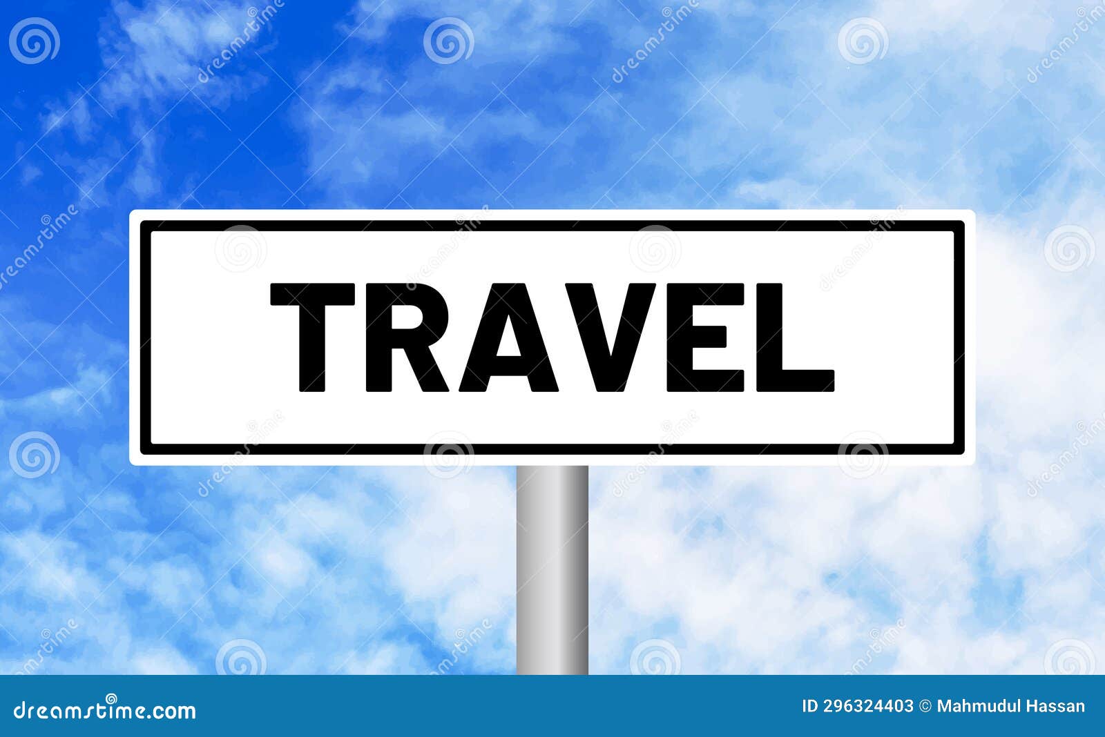 Travel Road Sign on Sky Background Stock Image - Image of direction ...