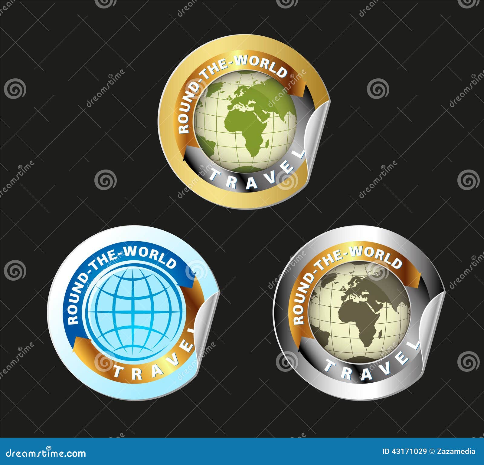 Travel Round the World Vector Set Stock Illustration - Illustration of ...
