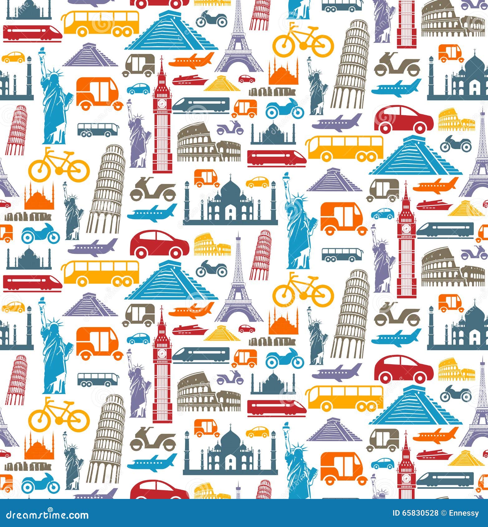 Travel seamless pattern stock vector. Illustration of collection - 65830528