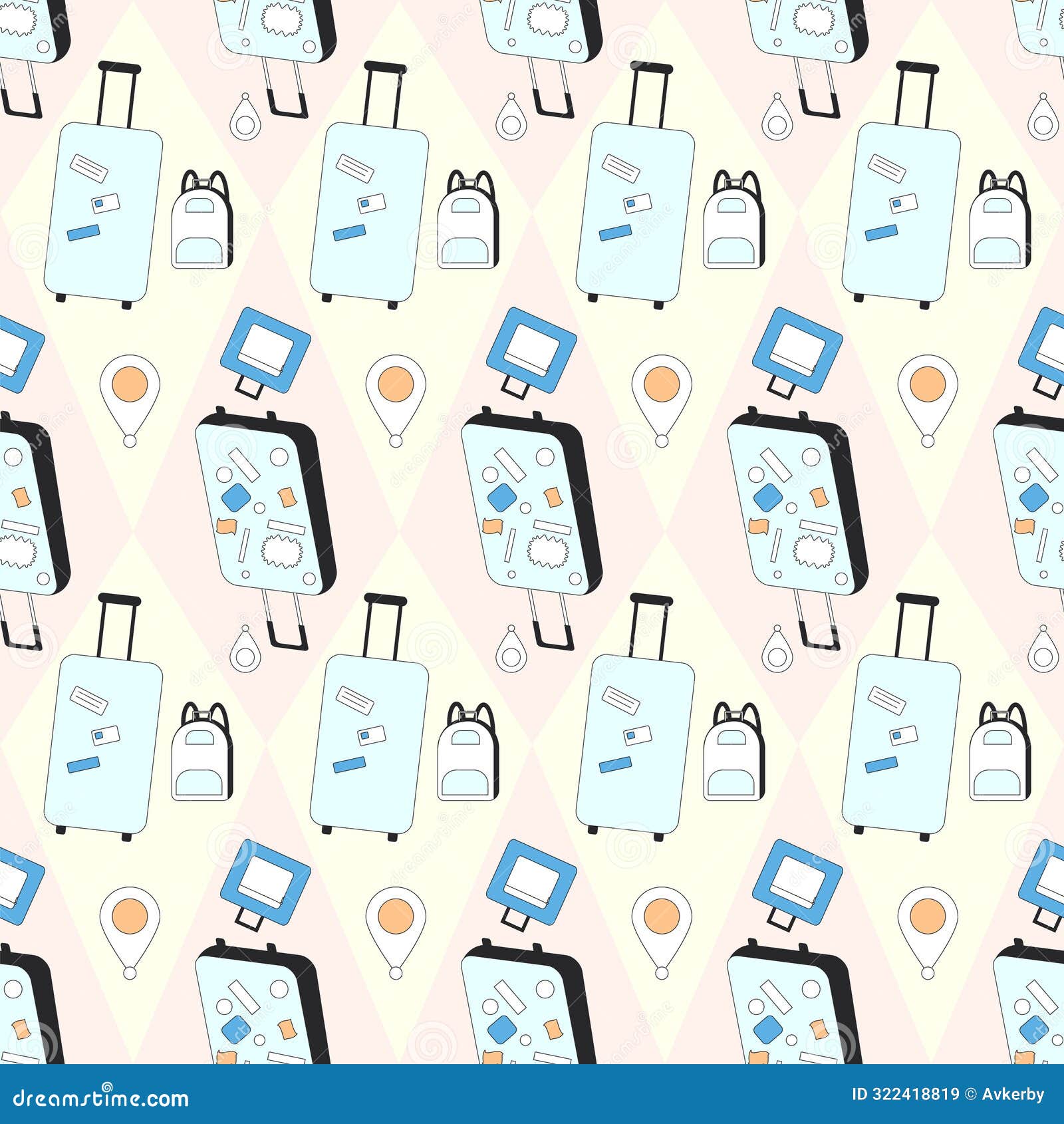 Travel Seamless Pattern. Luggage Endless Repeatable Background ...