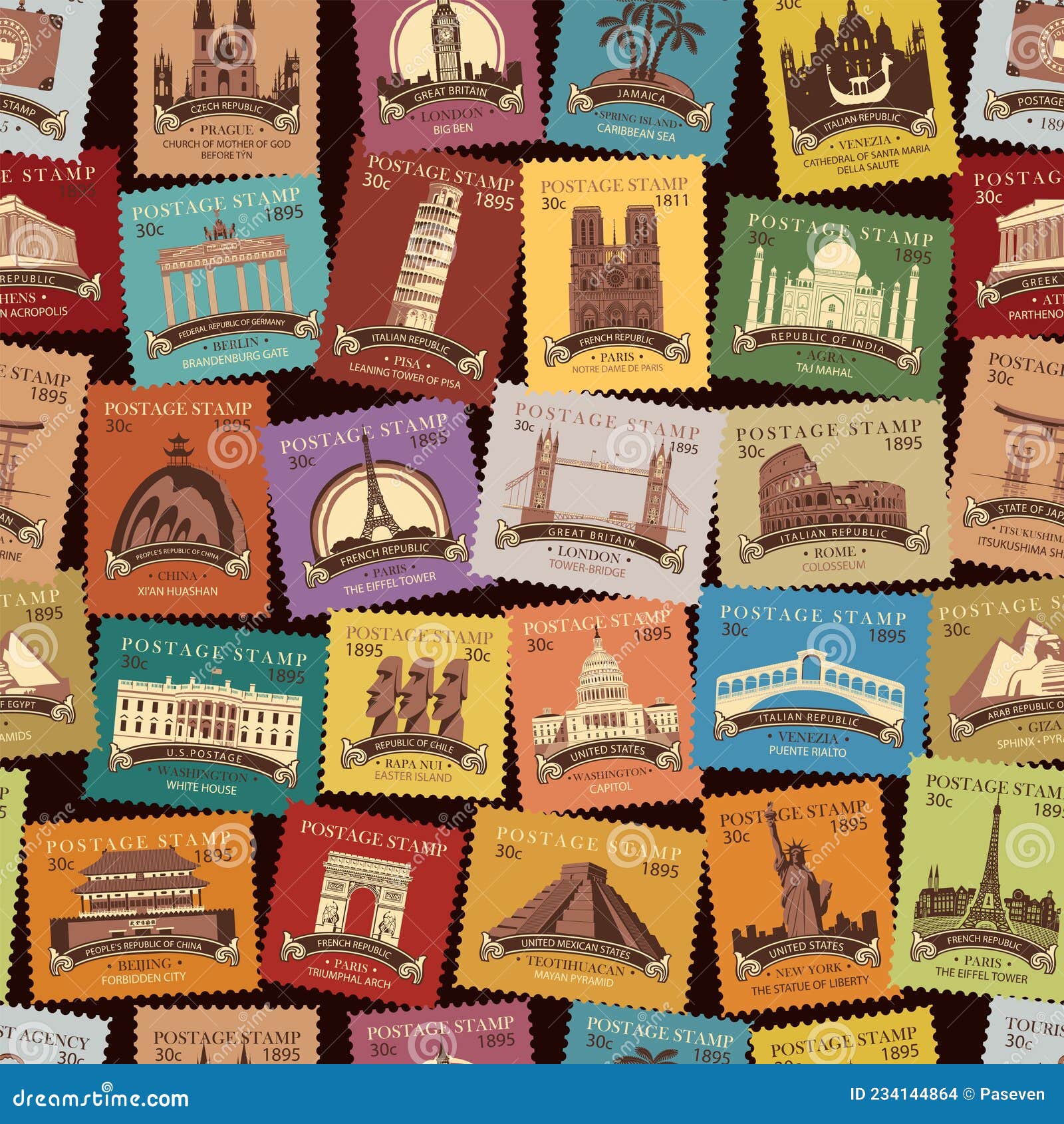 Postage Stamps Cartoon Vector | CartoonDealer.com #19880303