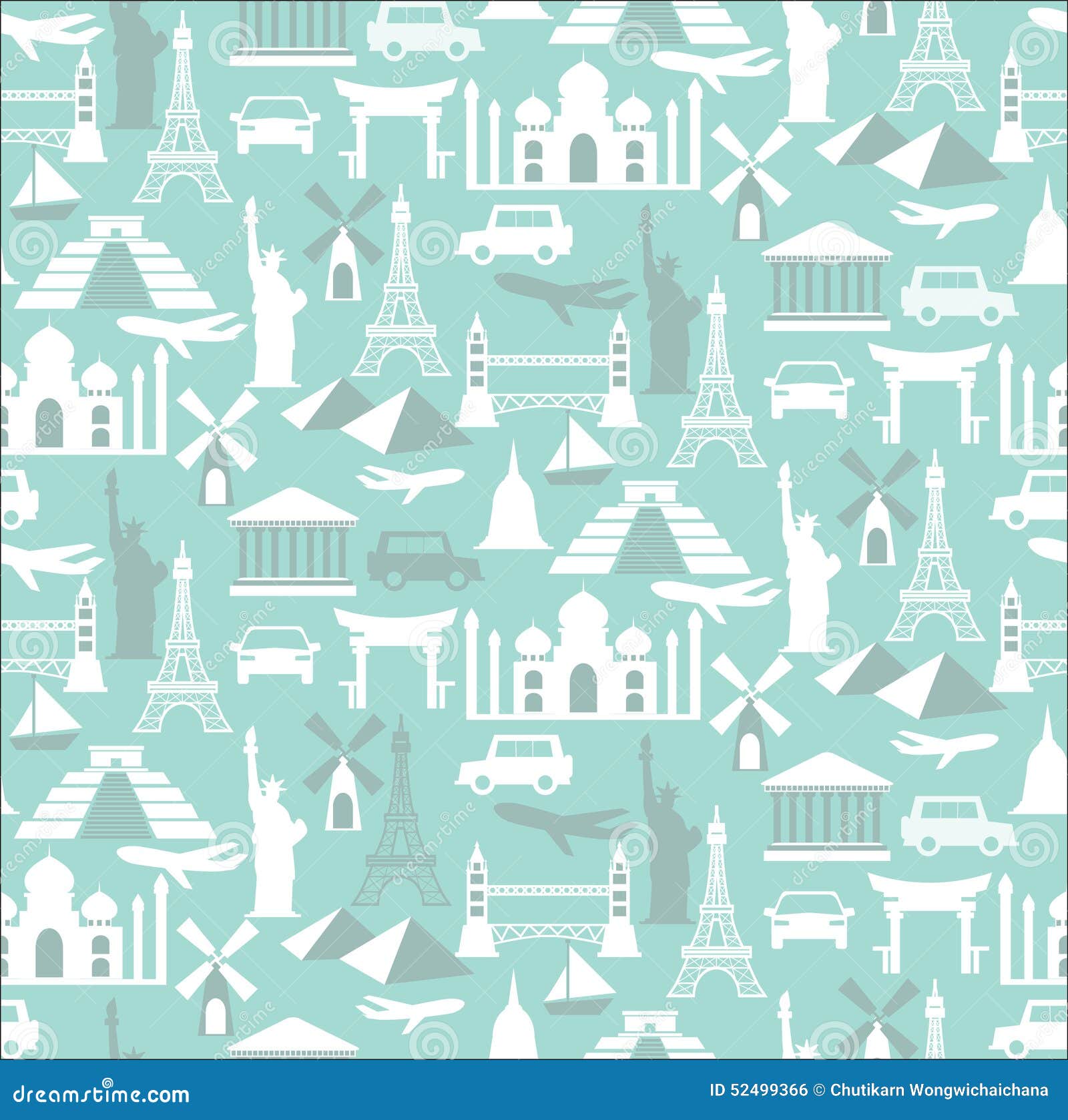 Travel seamless pattern stock vector. Illustration of sign - 52499366