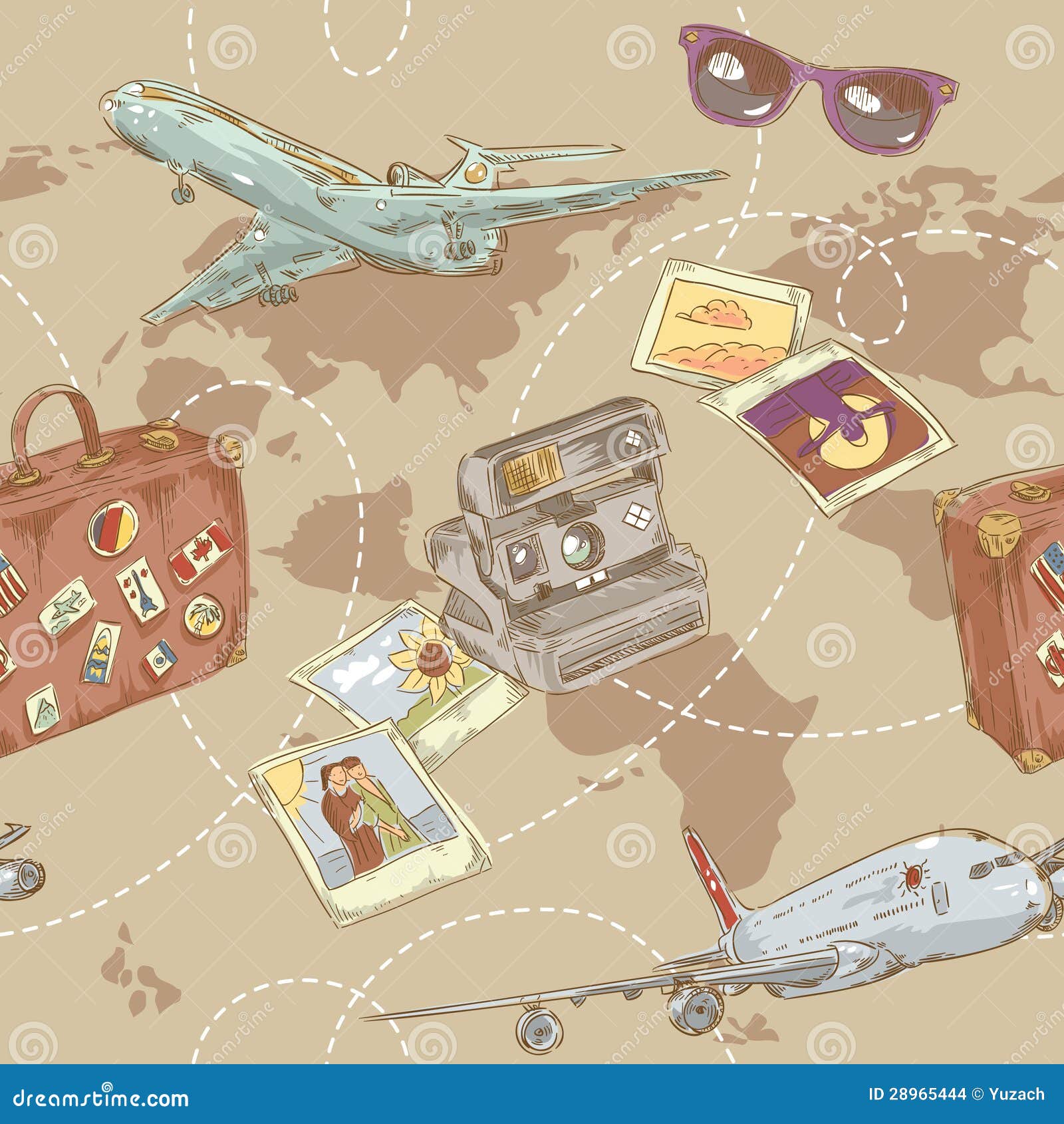 Travel Seamless Repeating Pattern Stock Vector - Illustration of ...