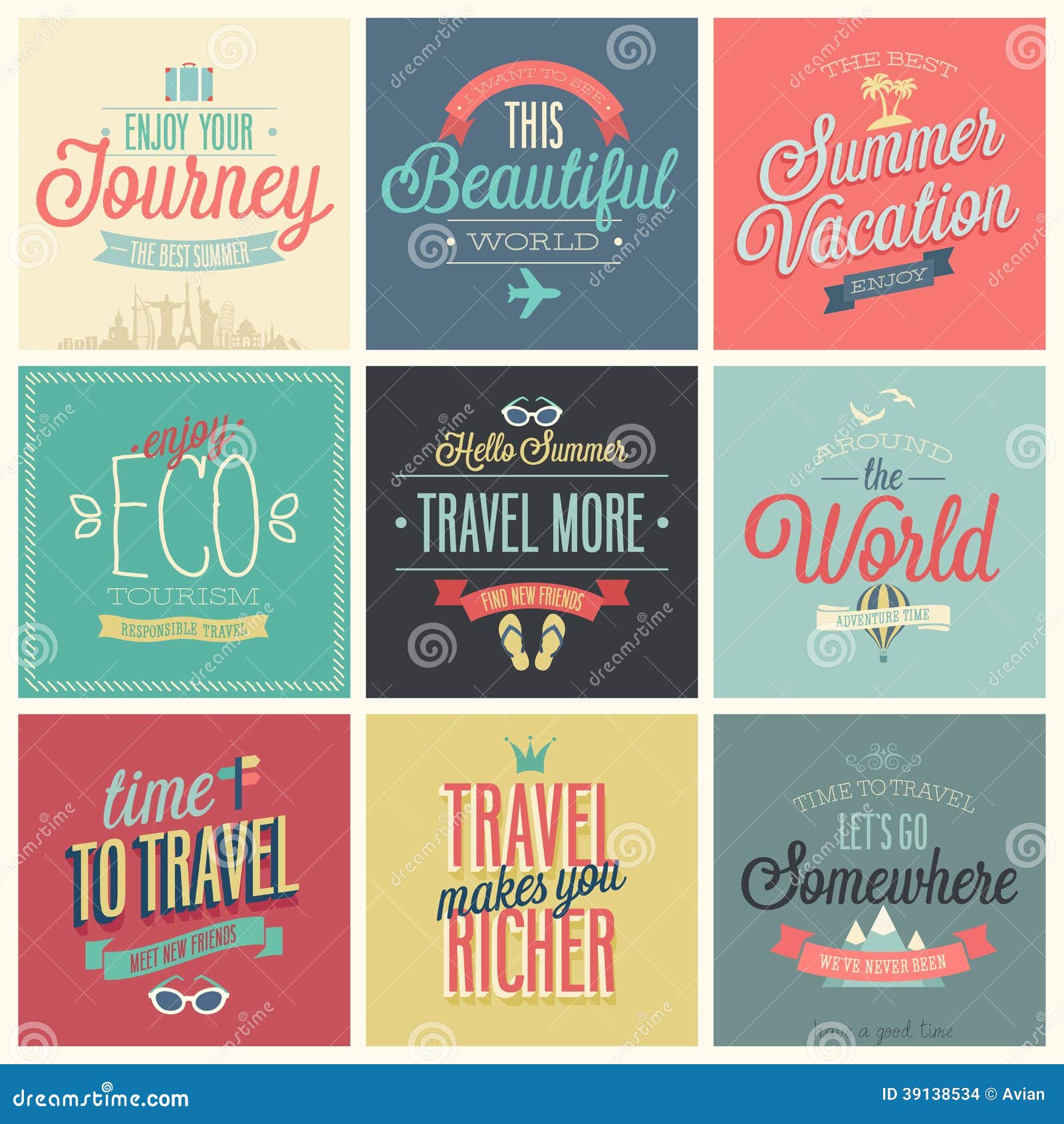 Travel Set - Labels and Emblems. Stock Vector - Illustration of card ...