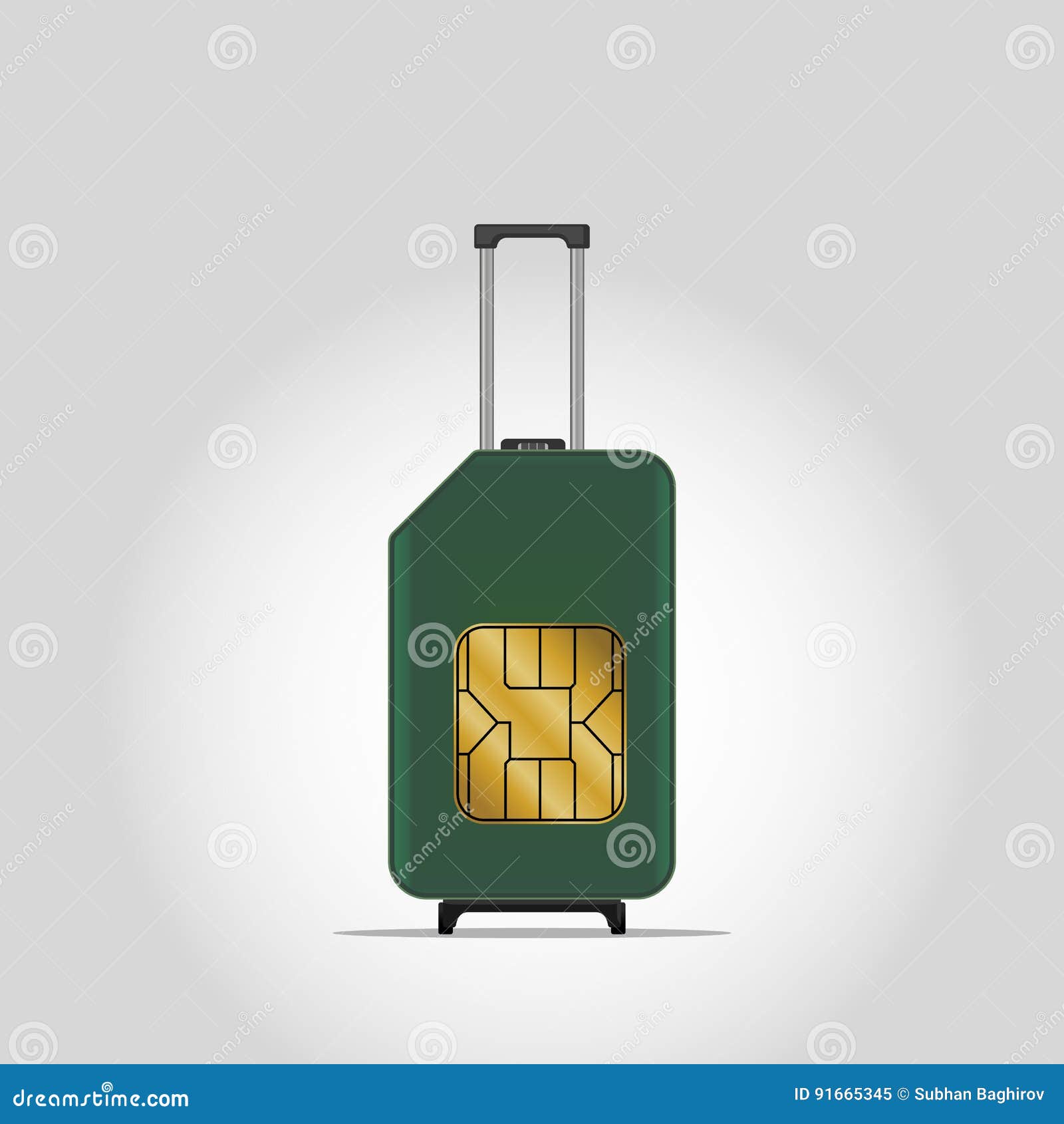 Travel SIM Vector Illustration. Roaming. Luggage. Stock Vector ...