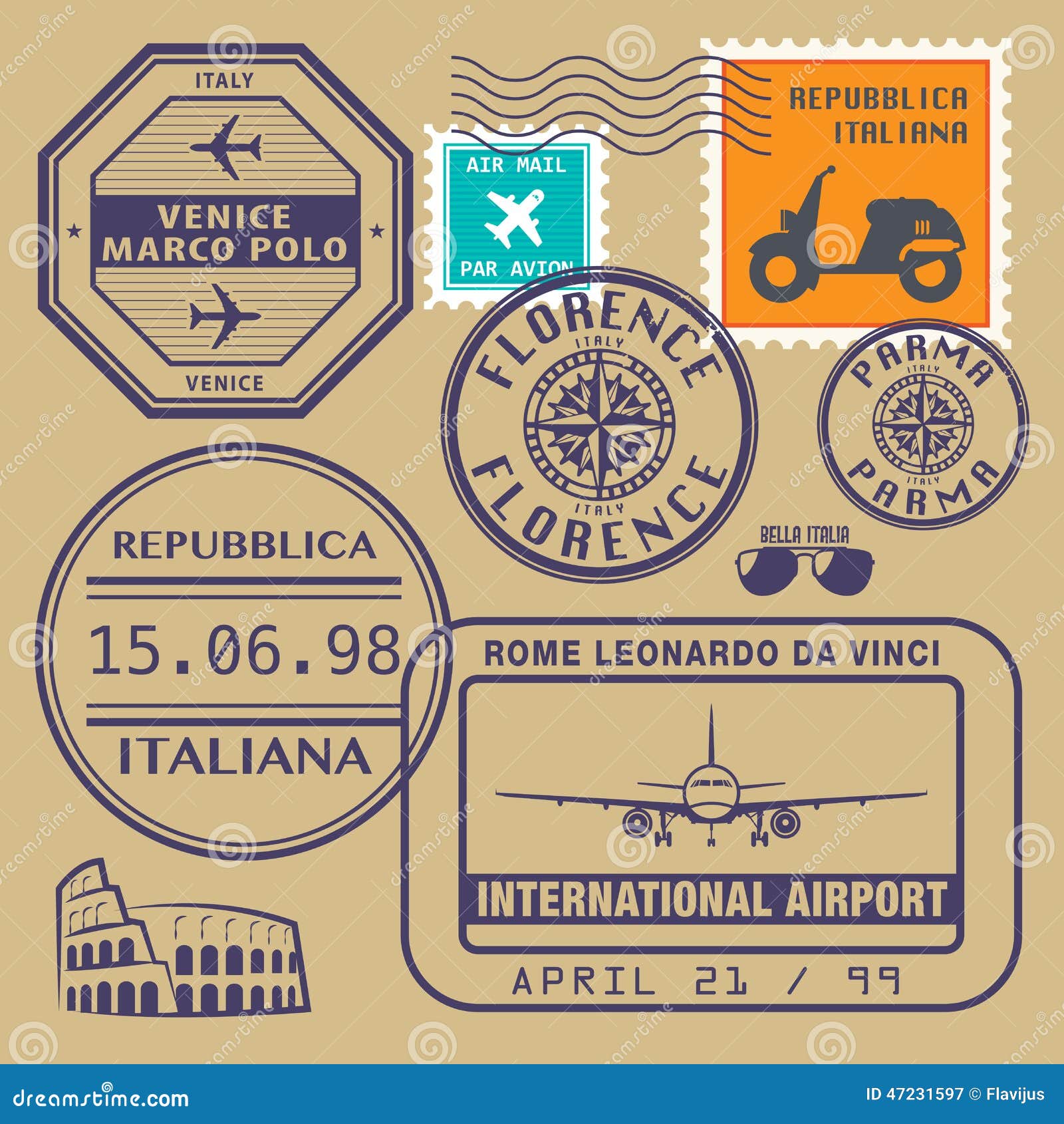 Travel stamps set stock vector. Illustration of border - 47231597