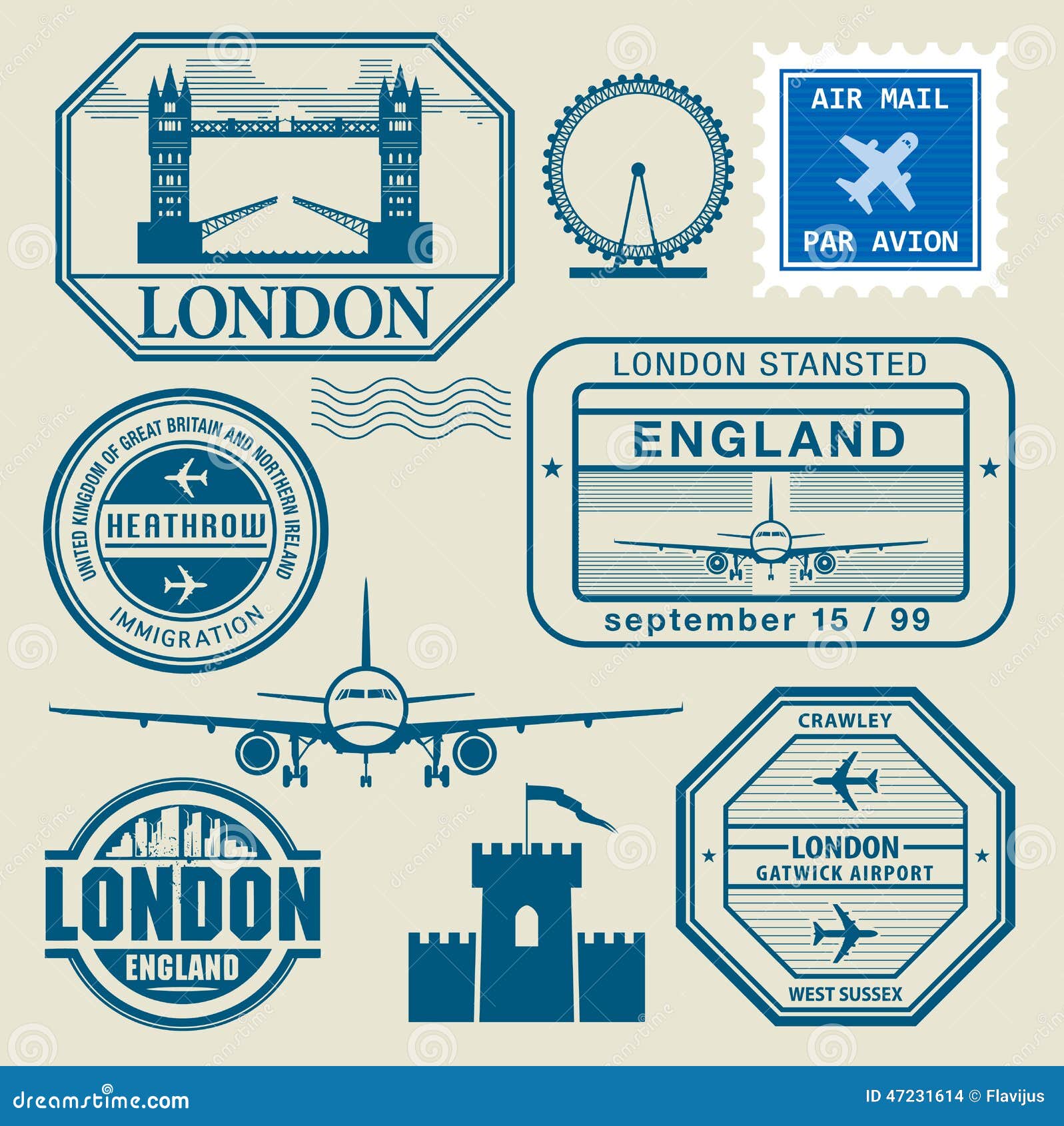 Travel stamps set stock vector. Illustration of international - 47231614