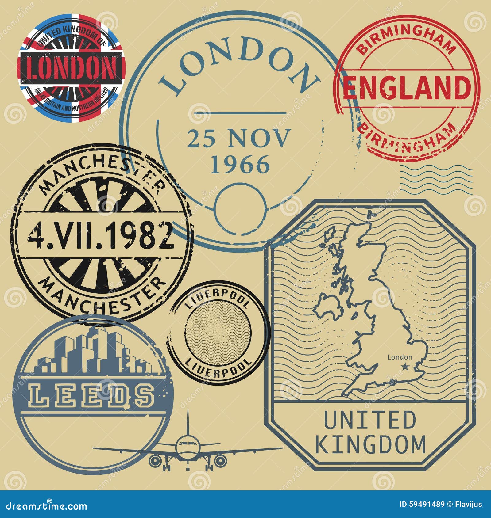 Travel stamps set stock vector. Illustration of airport - 59491489