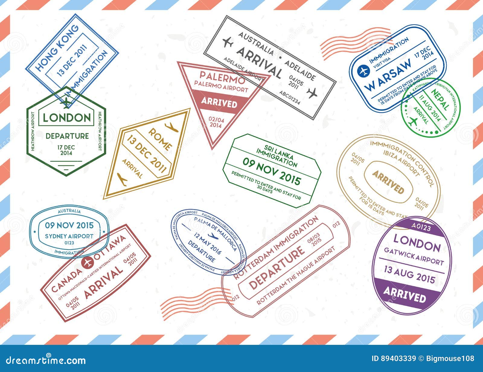 Traveler Mail Post Stamp. City Attractions Postcard, Fragile Stamp And ...