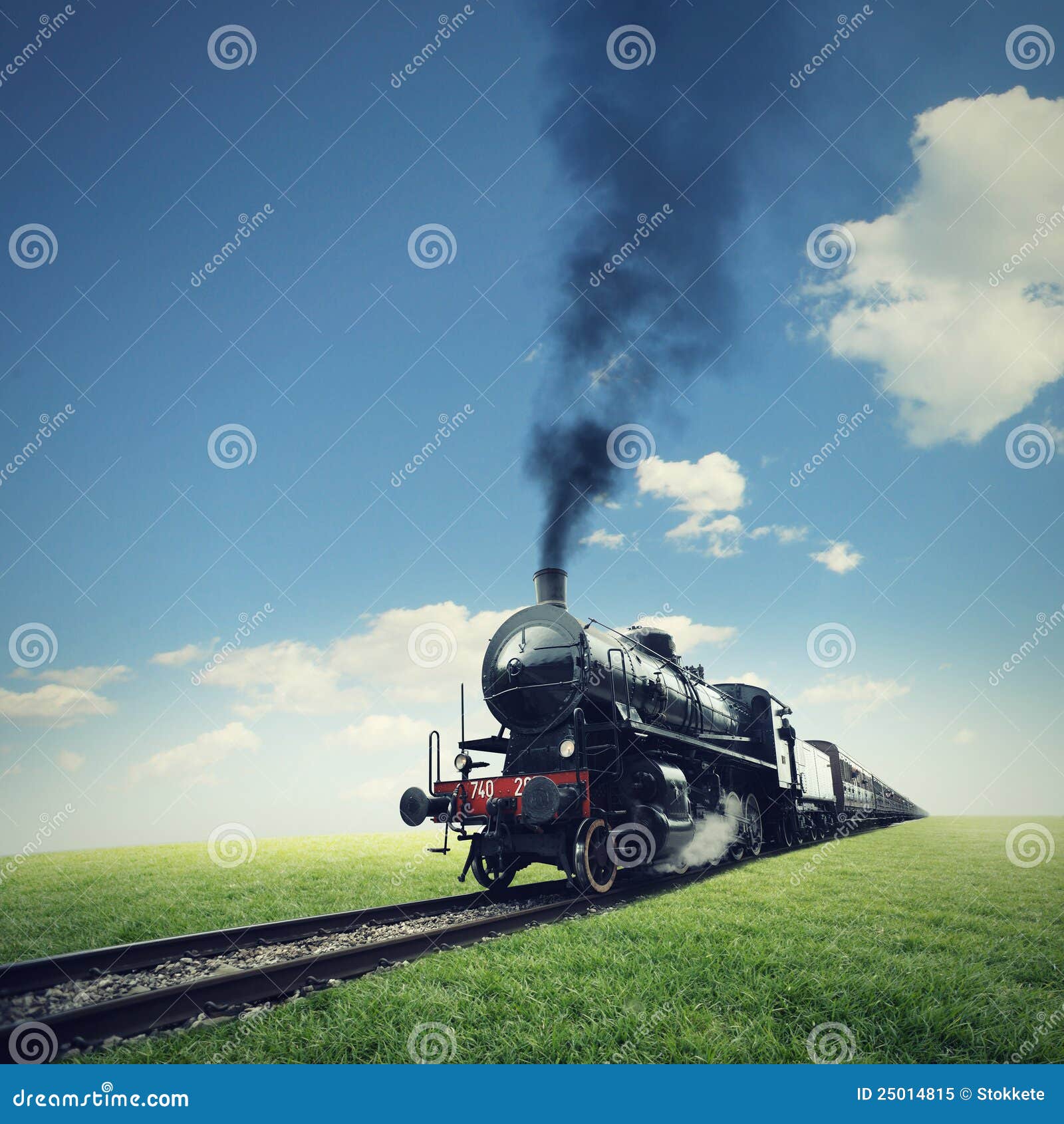 Travel by steam train stock image. Image of blue, lawn - 25014815