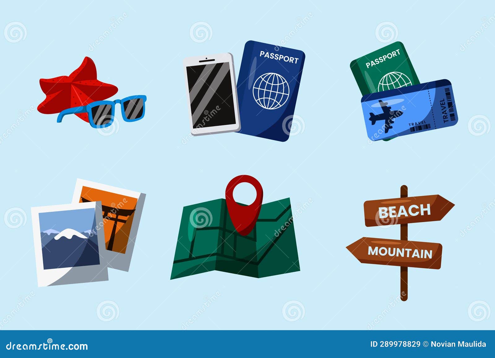 Set Collection of Travel Sticker Element Stock Vector - Illustration of ...