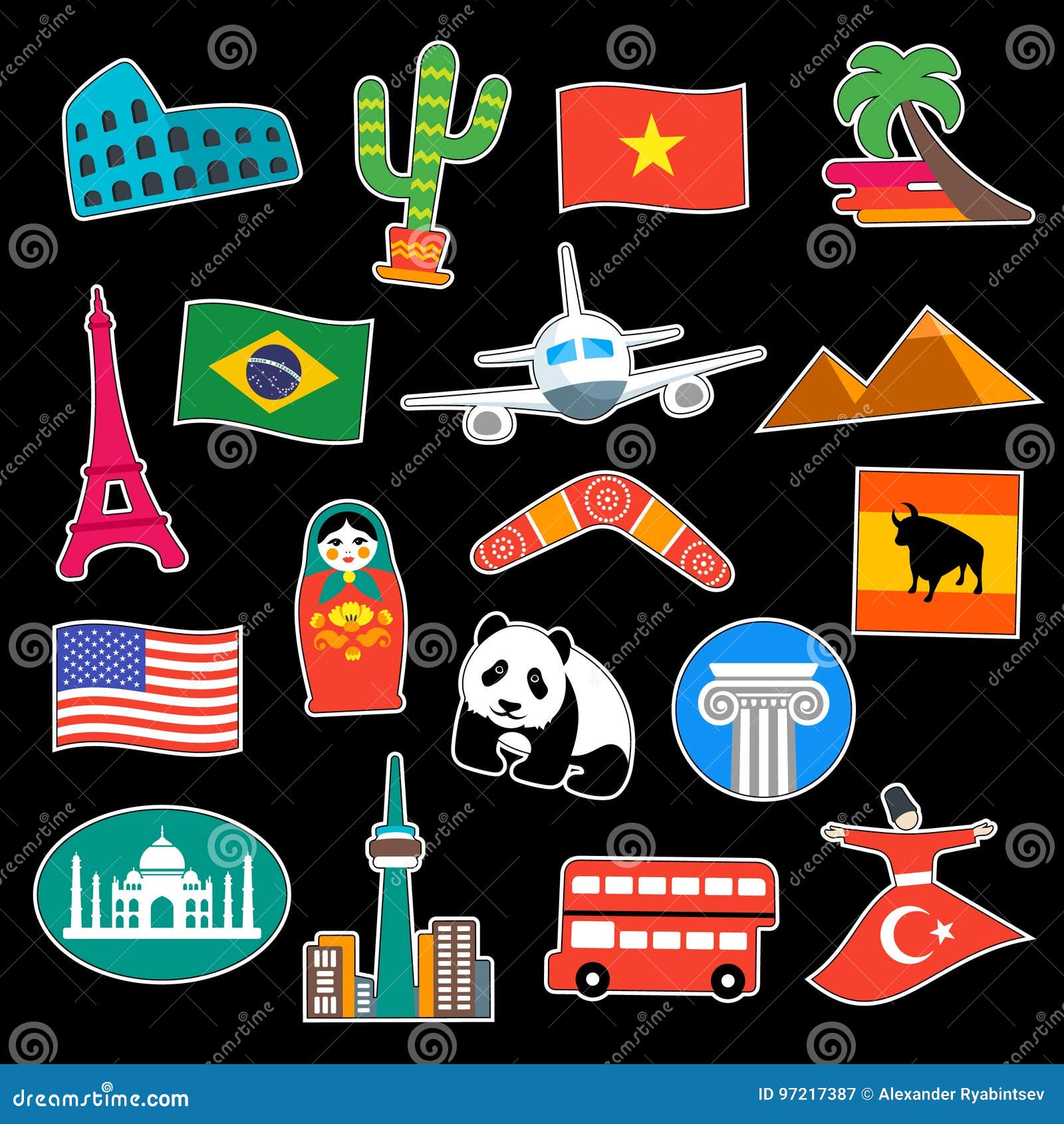 Travel Stickers Asia Stock Illustrations – 638 Travel Stickers Asia ...