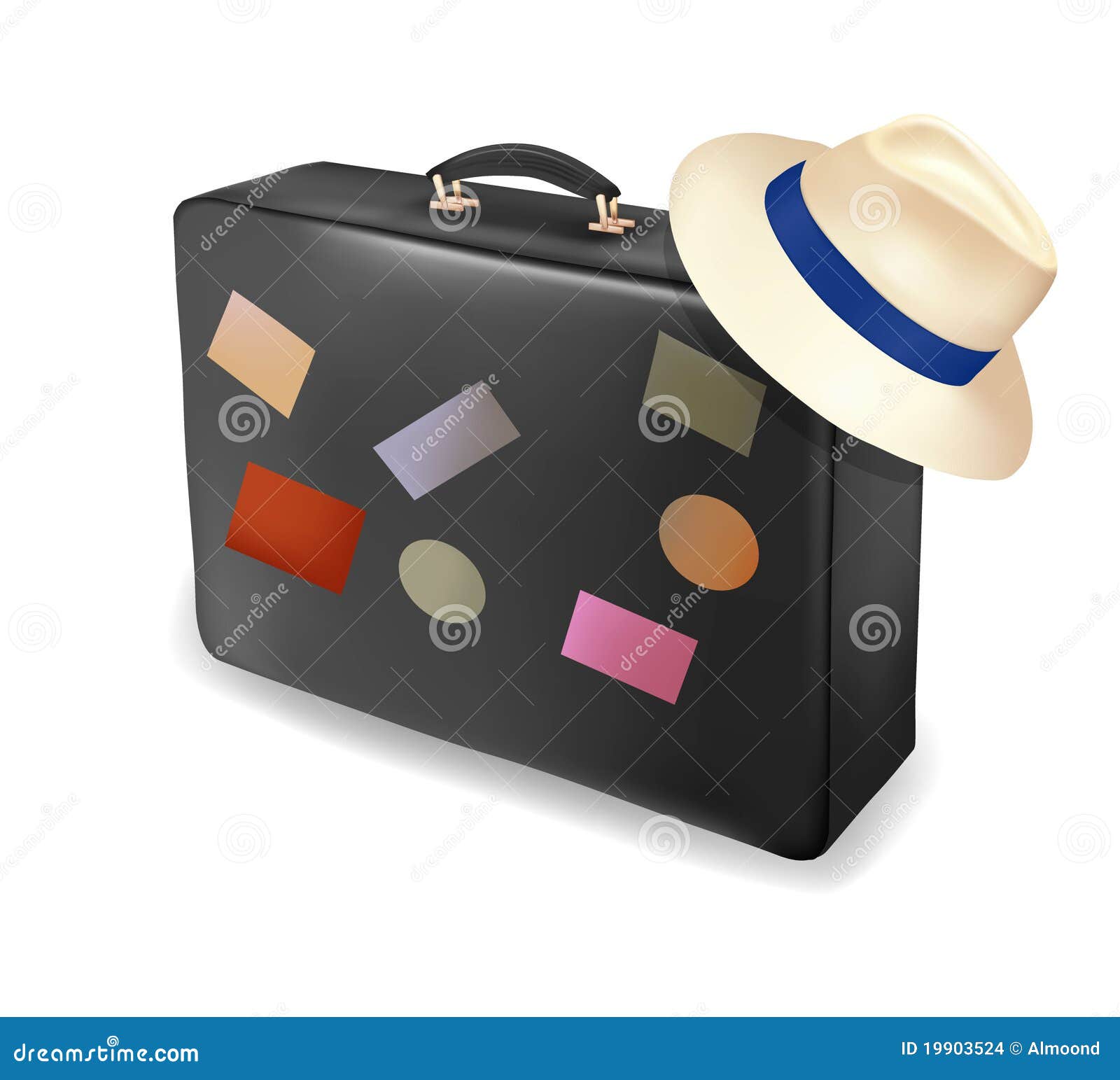 Travel Suitcase and a Hat. Vector Stock Vector - Illustration of ...