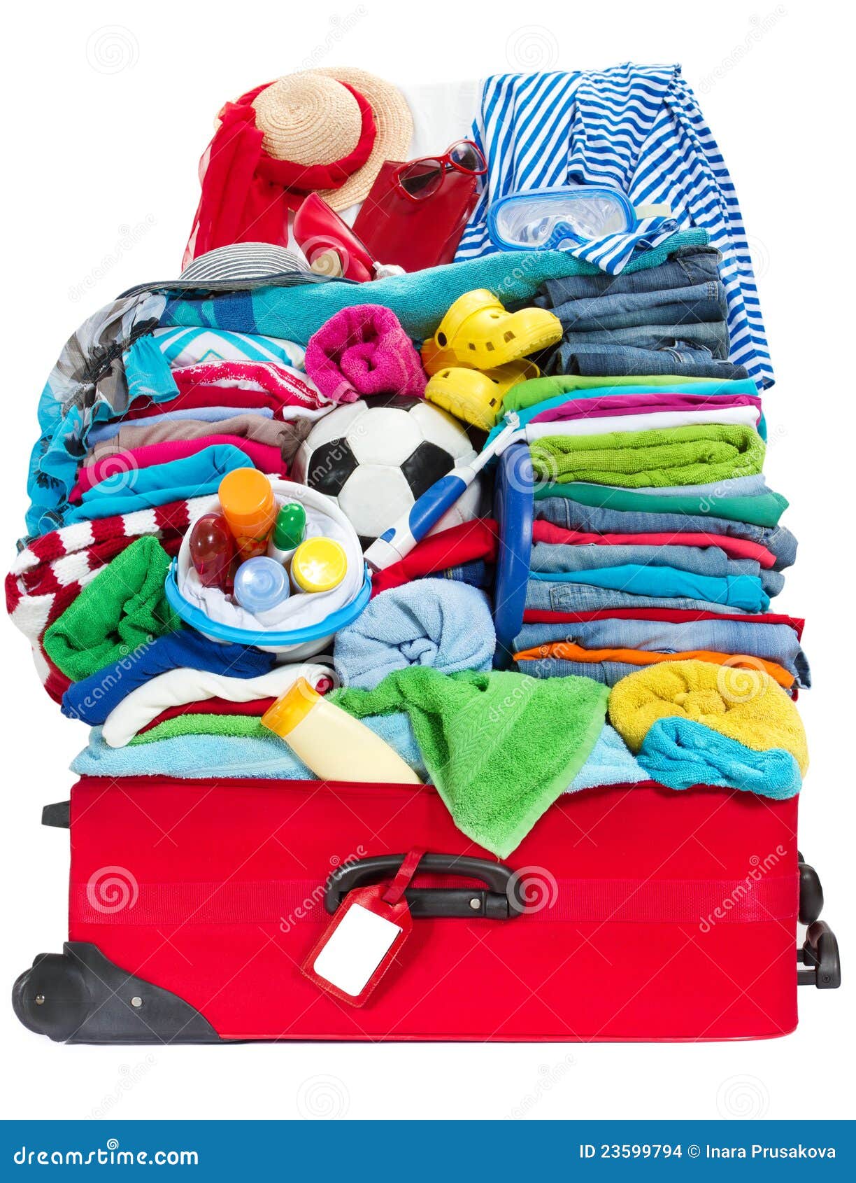 Travel Suitcase, Luggage Packed for Vacation, White Stock Photo - Image ...