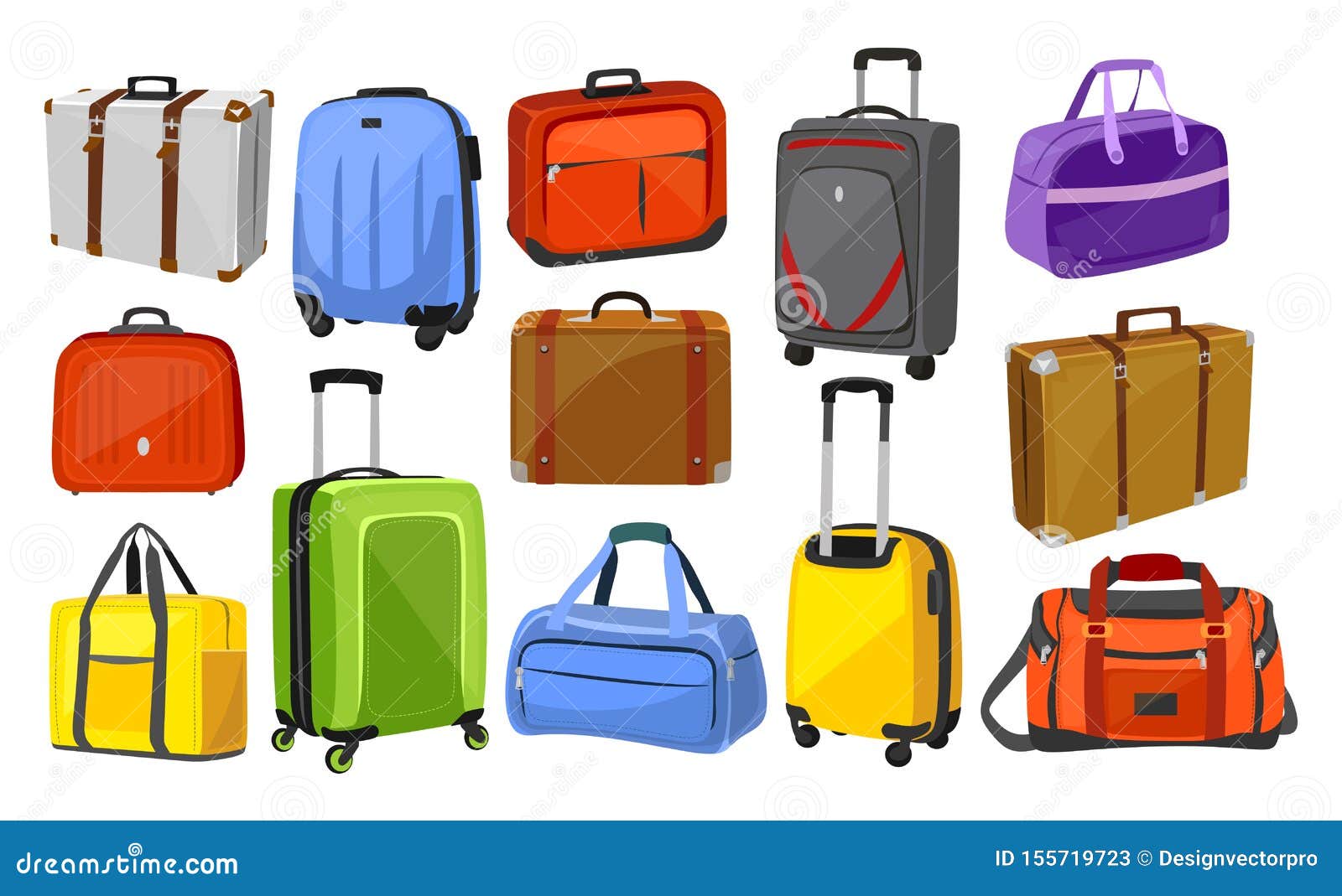 Travel Suitcases Vector Set On White Stock Vector - Illustration of ...