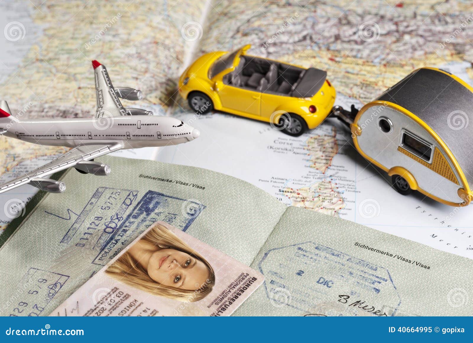 Travel Symbols and ID Documents Stock Image - Image of card, airplane ...