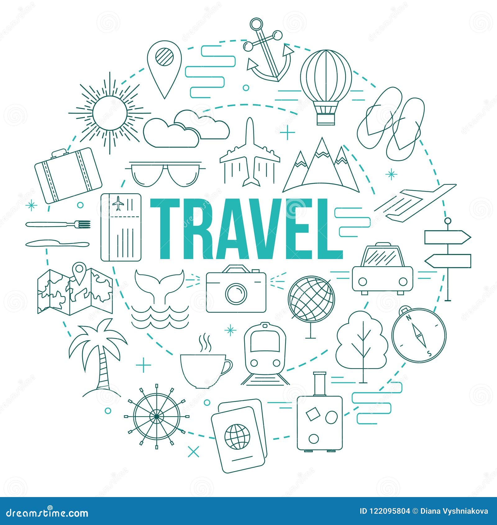 Travel Template with Modern Thin Line Elements. Stock Vector ...