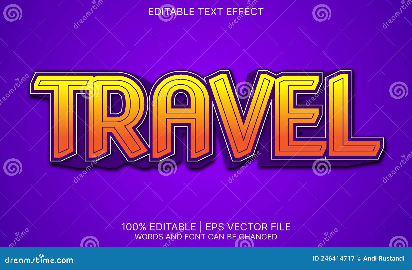 Travel Text Effect Design Template Stock Vector - Illustration of ...