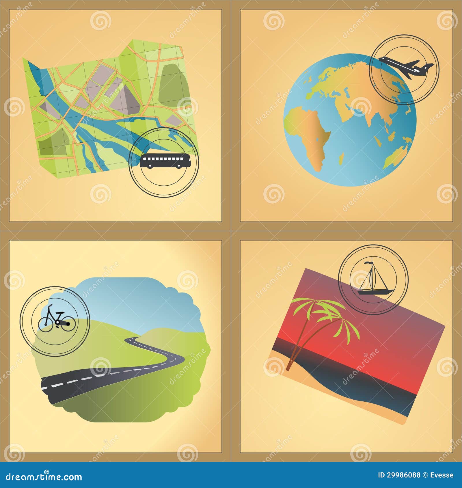 Travel theme cards. stock vector. Illustration of yacht - 29986088