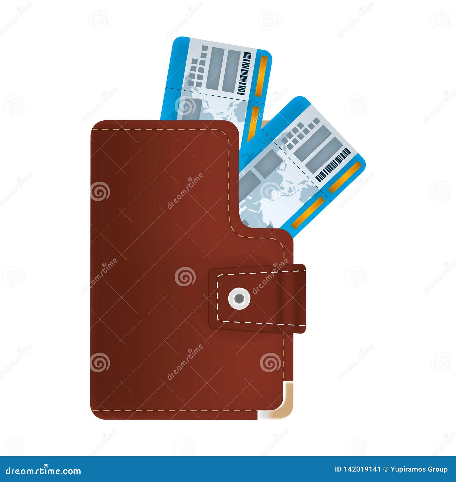 Travel Tickets Inside Elegant Wallet Object Stock Vector - Illustration ...
