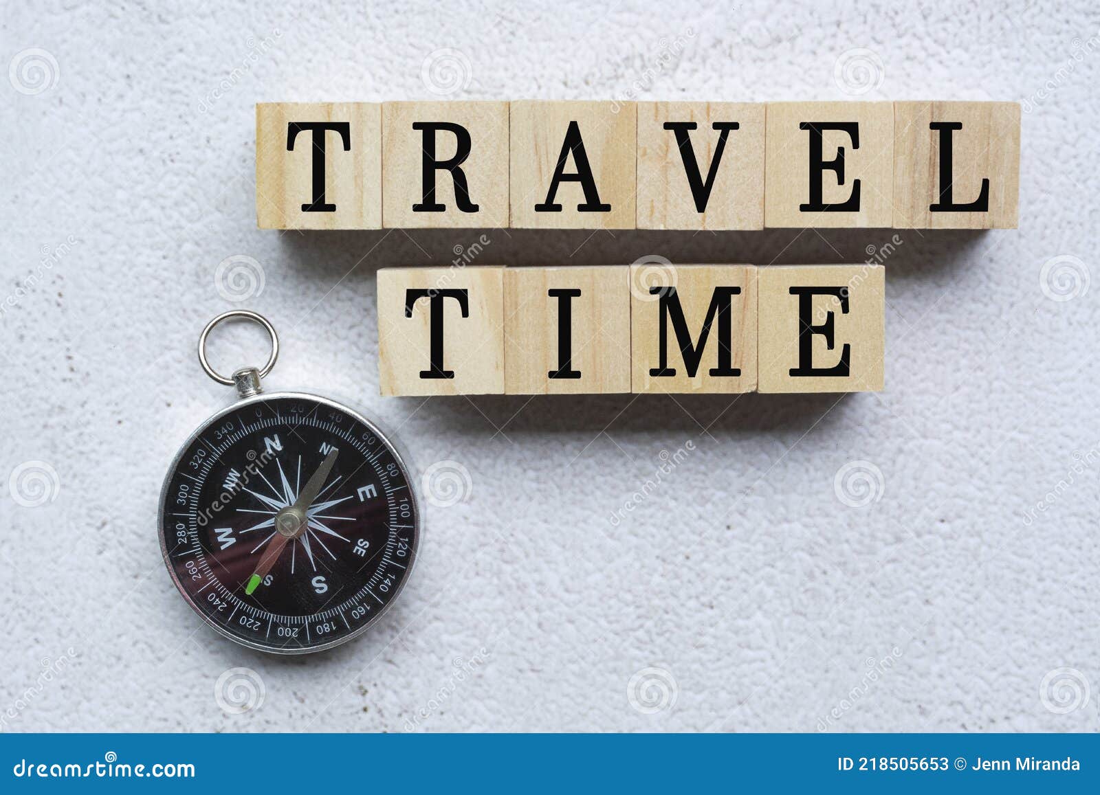 Travel Time Text on Wooden Cubes with Compass Direction Stock Image ...