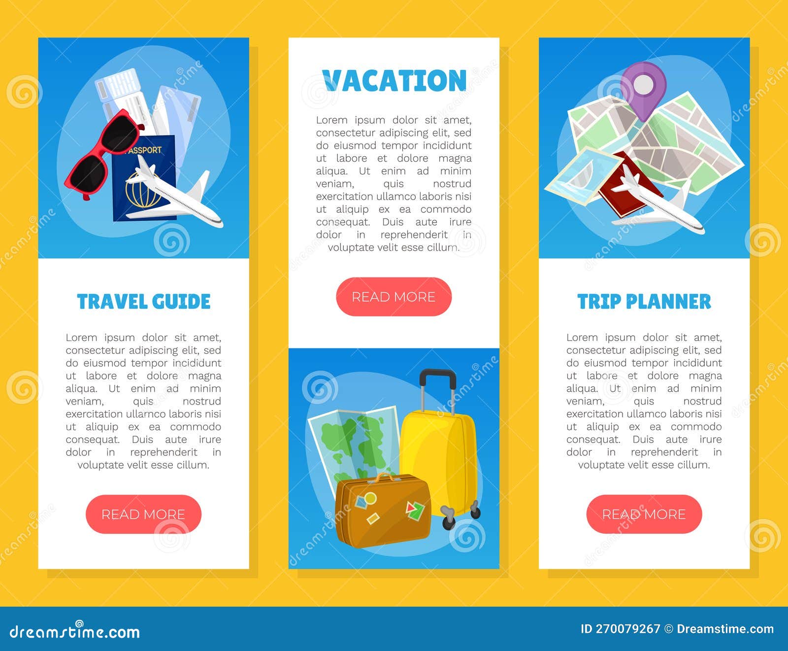 Travel Time Web Banner Design With Vacation And Trip Symbols Vector