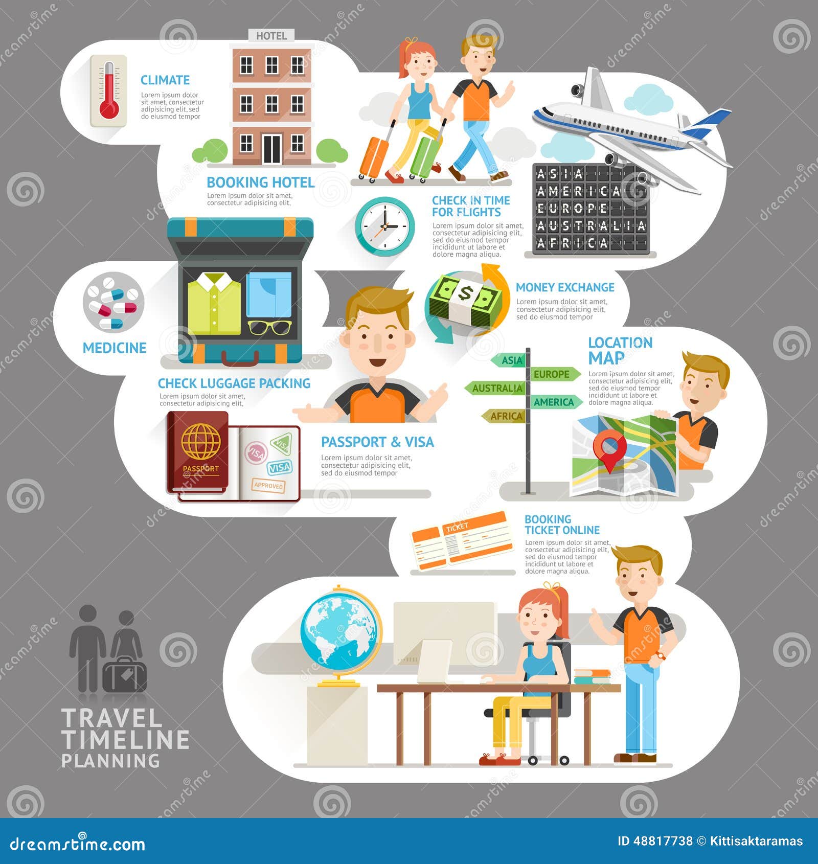 Travel Timeline Planning Element. Stock Vector - Illustration of ...