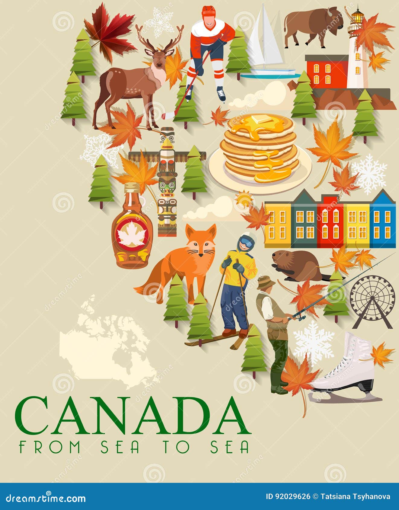 Travel To Canada. Postcard. Canadian Vector Illustration. Retro Style ... Travel To Canada. Postcard. Canadian Vector Illustration. Retro Style ...