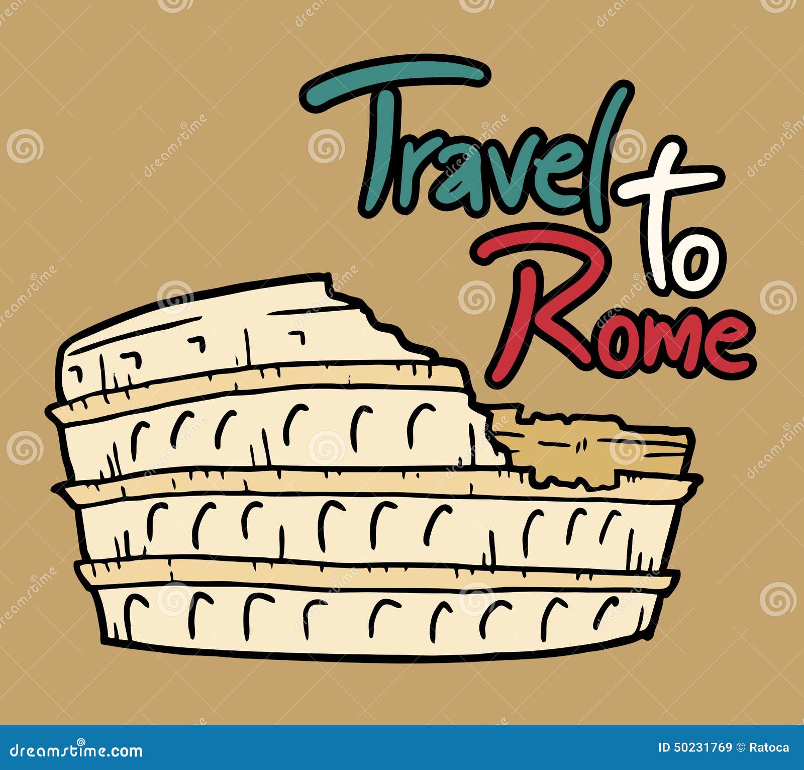 Travel to Rome message stock vector. Illustration of empire - 50231769