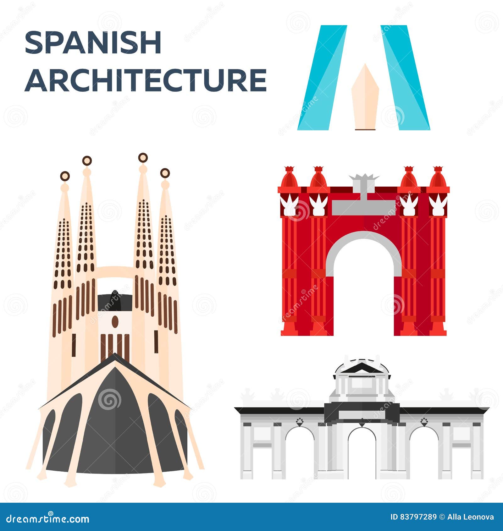 Travel To Spain, Spanich Architecture. Vector Illustration. Stock ...