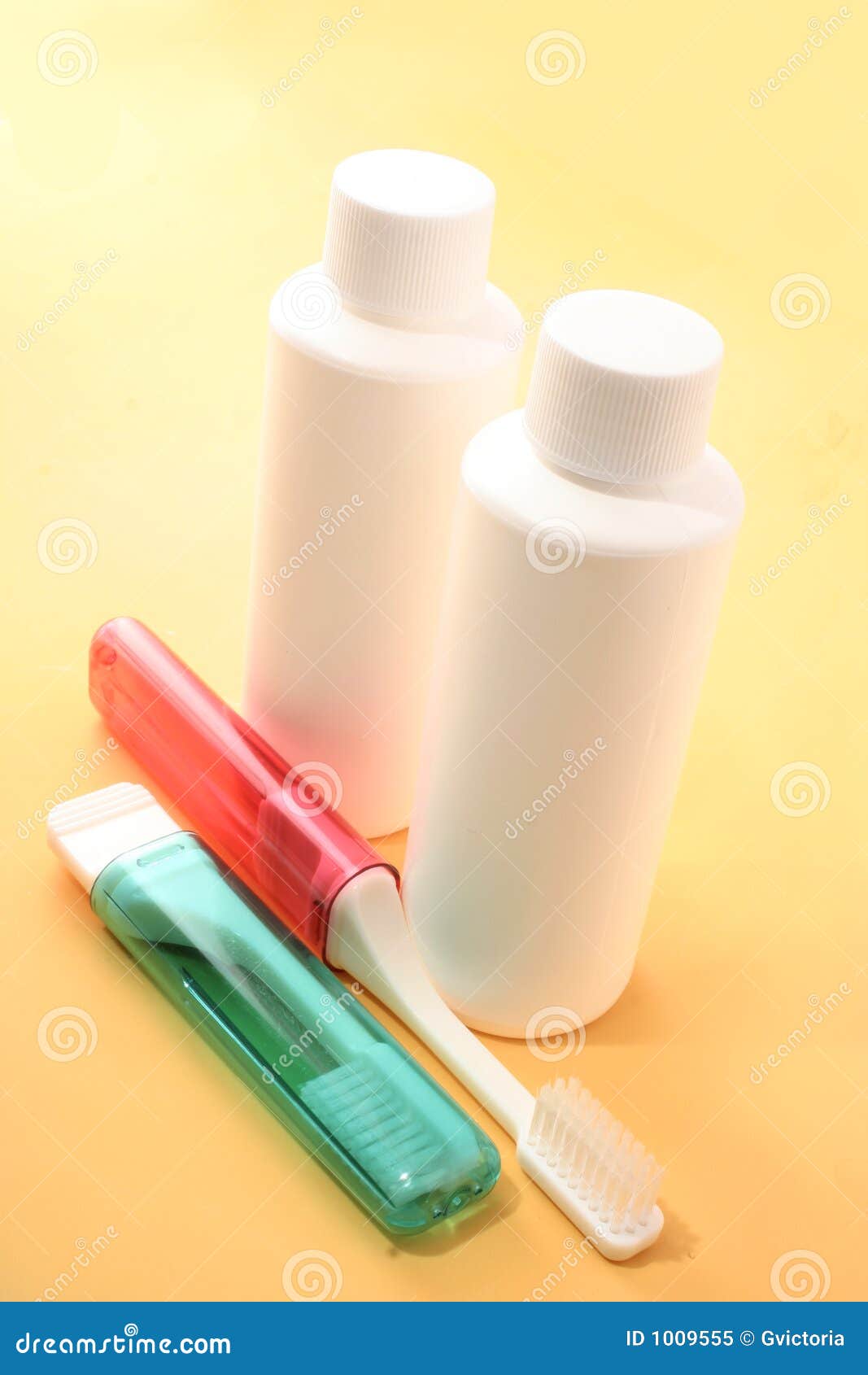 Travel Toothbrushes and Bottles Stock Image - Image of oral, plastic ...