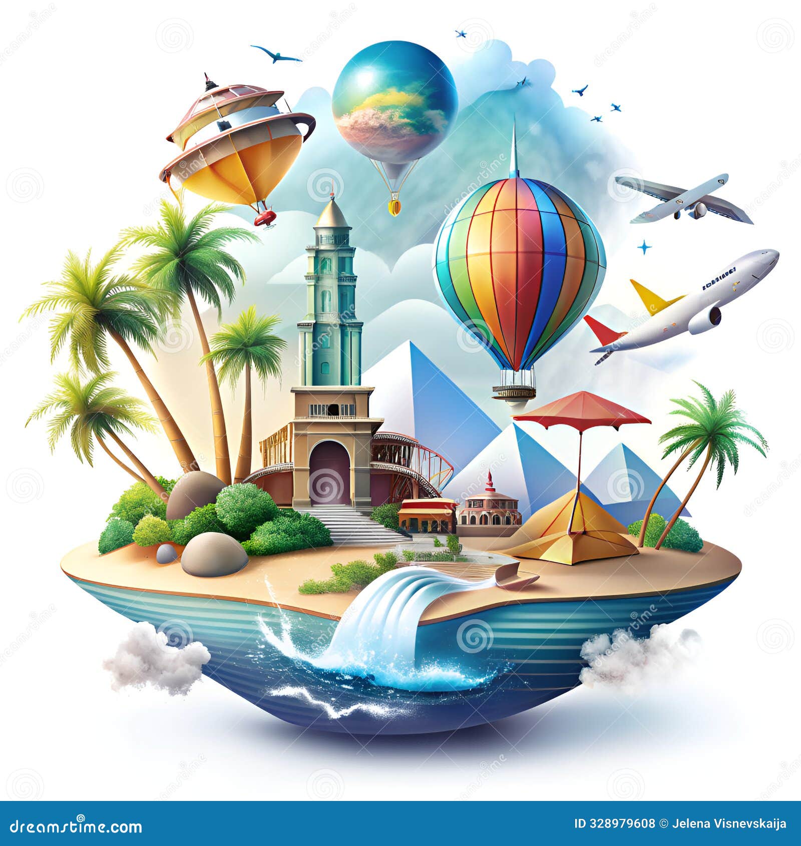 Travel and Tourism Elements Stock Illustration - Illustration of ...