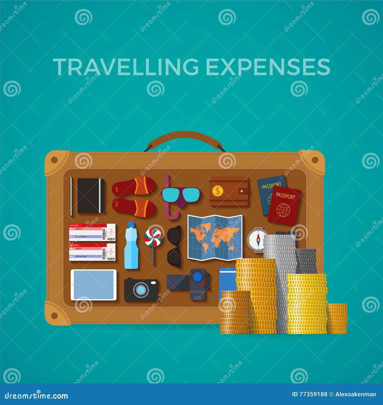 Travel & Tourism Expenses Vector Concept in Flat Style Stock Vector ...
