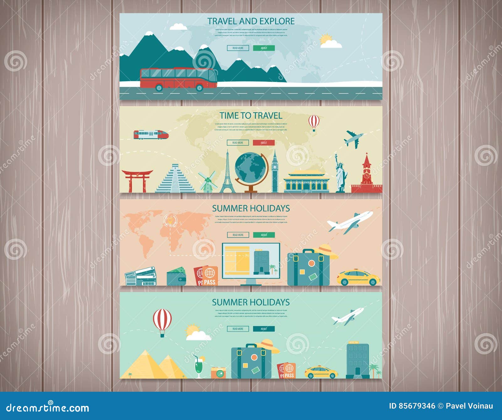 Travel and Tourism Header, Banner. Concept Website Template Editorial ...