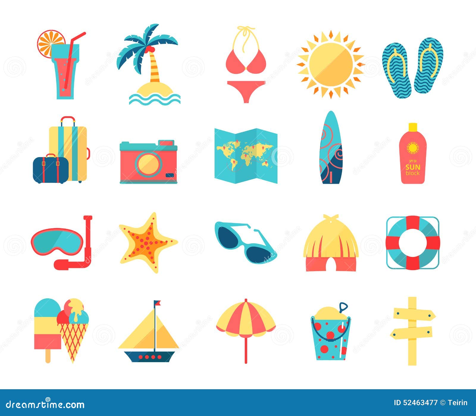 Set Of Tourism Icons. Watercolor Hand Drawn Vector Illustration ...