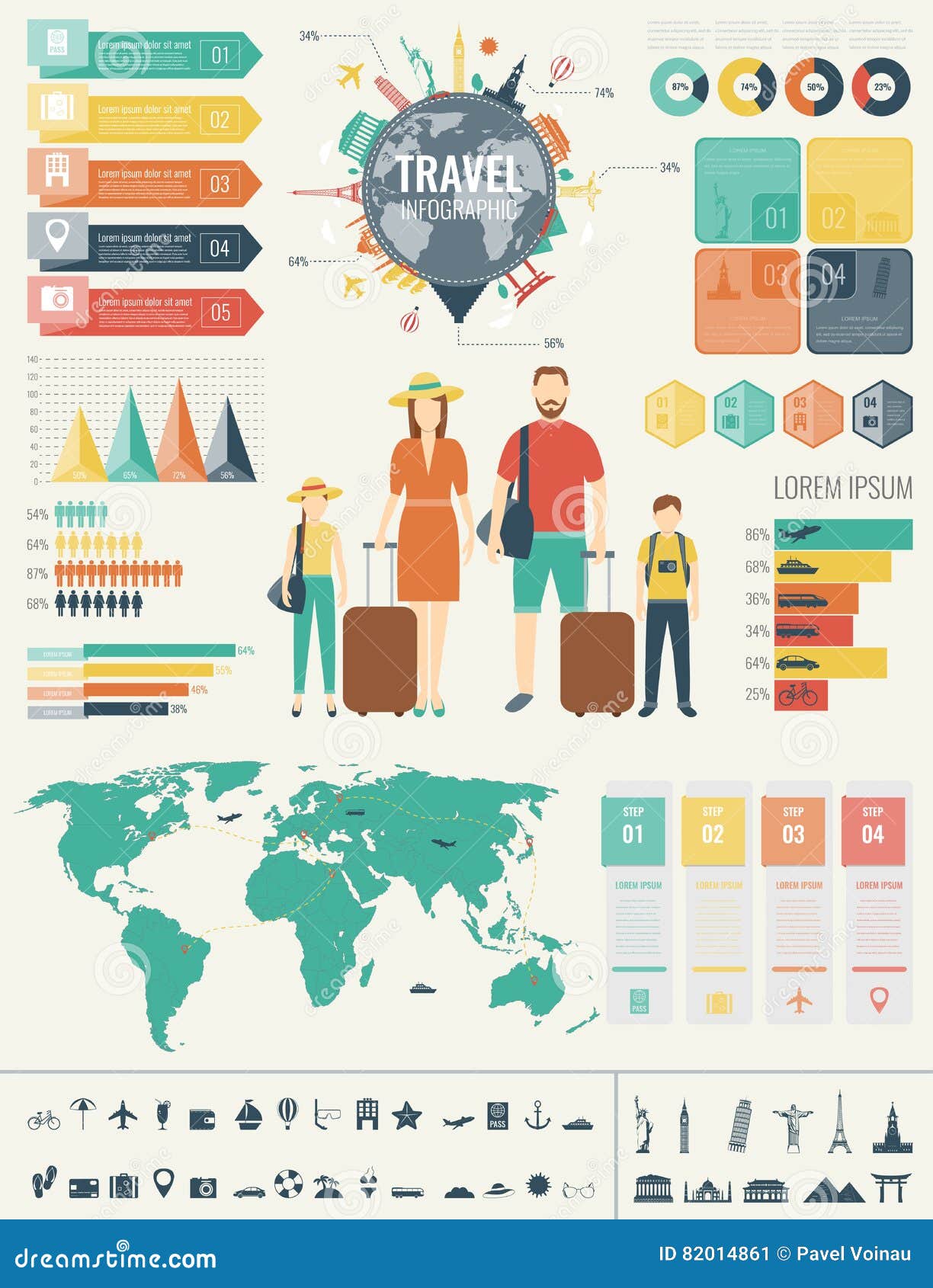 Travel and Tourism. Infographic Set with Charts and Other Elements ...