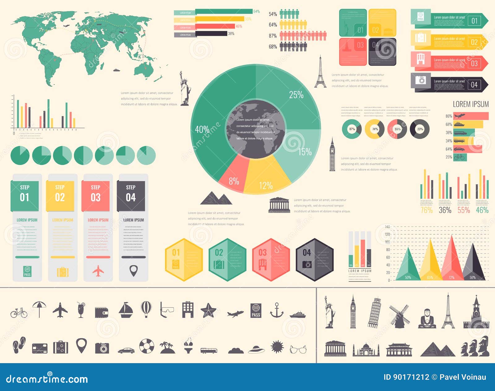 Travel and Tourism. Infographic Set with Charts and Other Elements ...