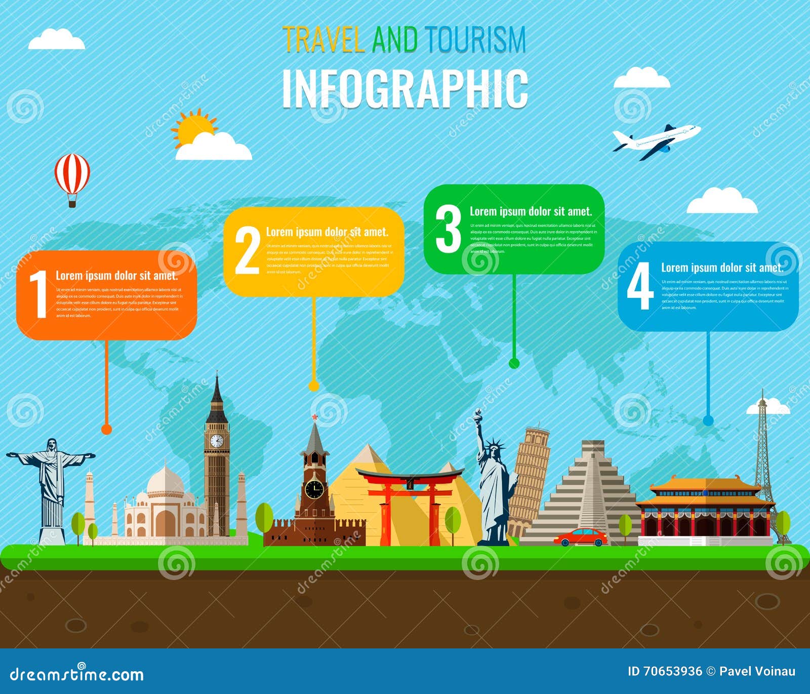 Travel and Tourism. Infographic Set with Landmarks Stock Illustration ...